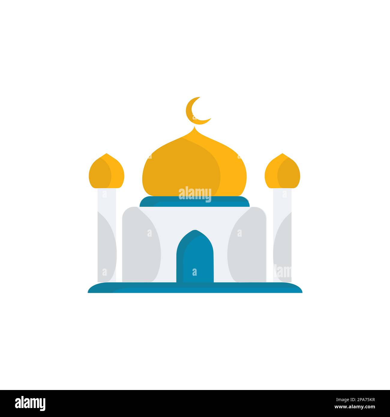 Muslim mosque isolated flat facade on white background. Flat with ...