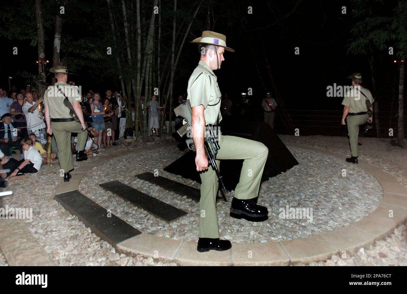 Australian honor guard arrives during the dawn ceremony to mark ANZAC ...