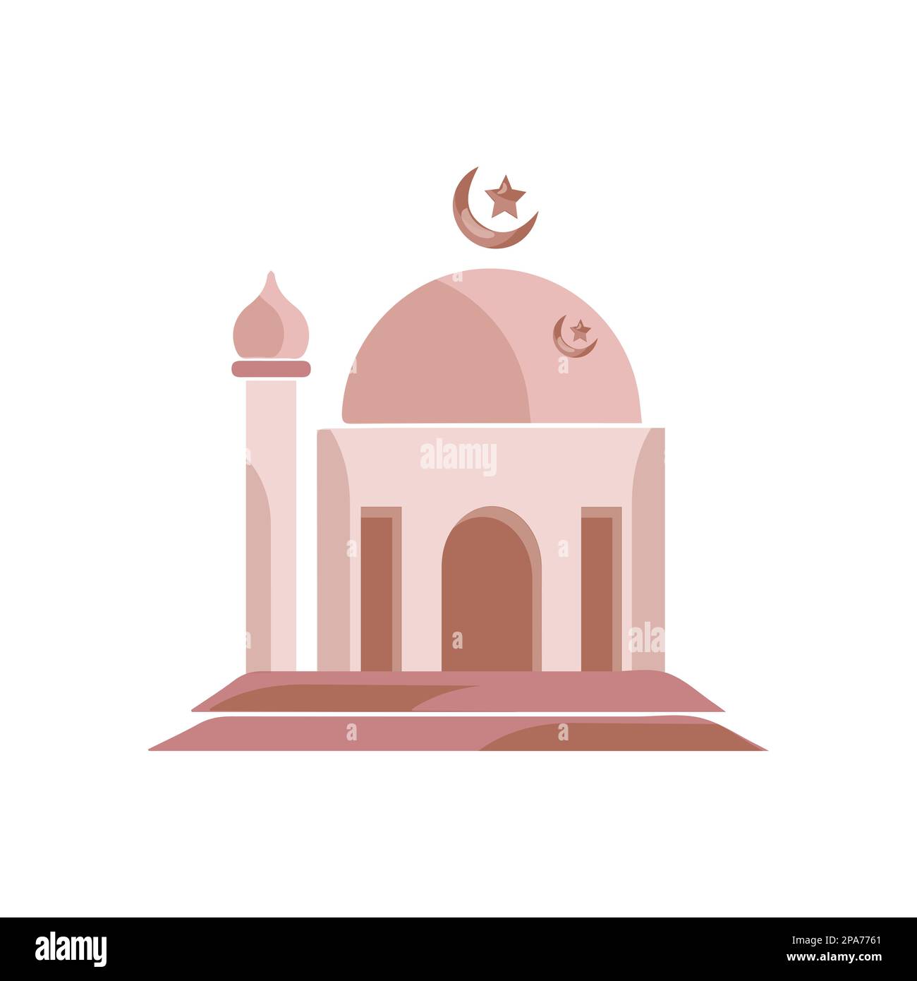 Muslim mosque isolated flat facade on white background. Flat with ...