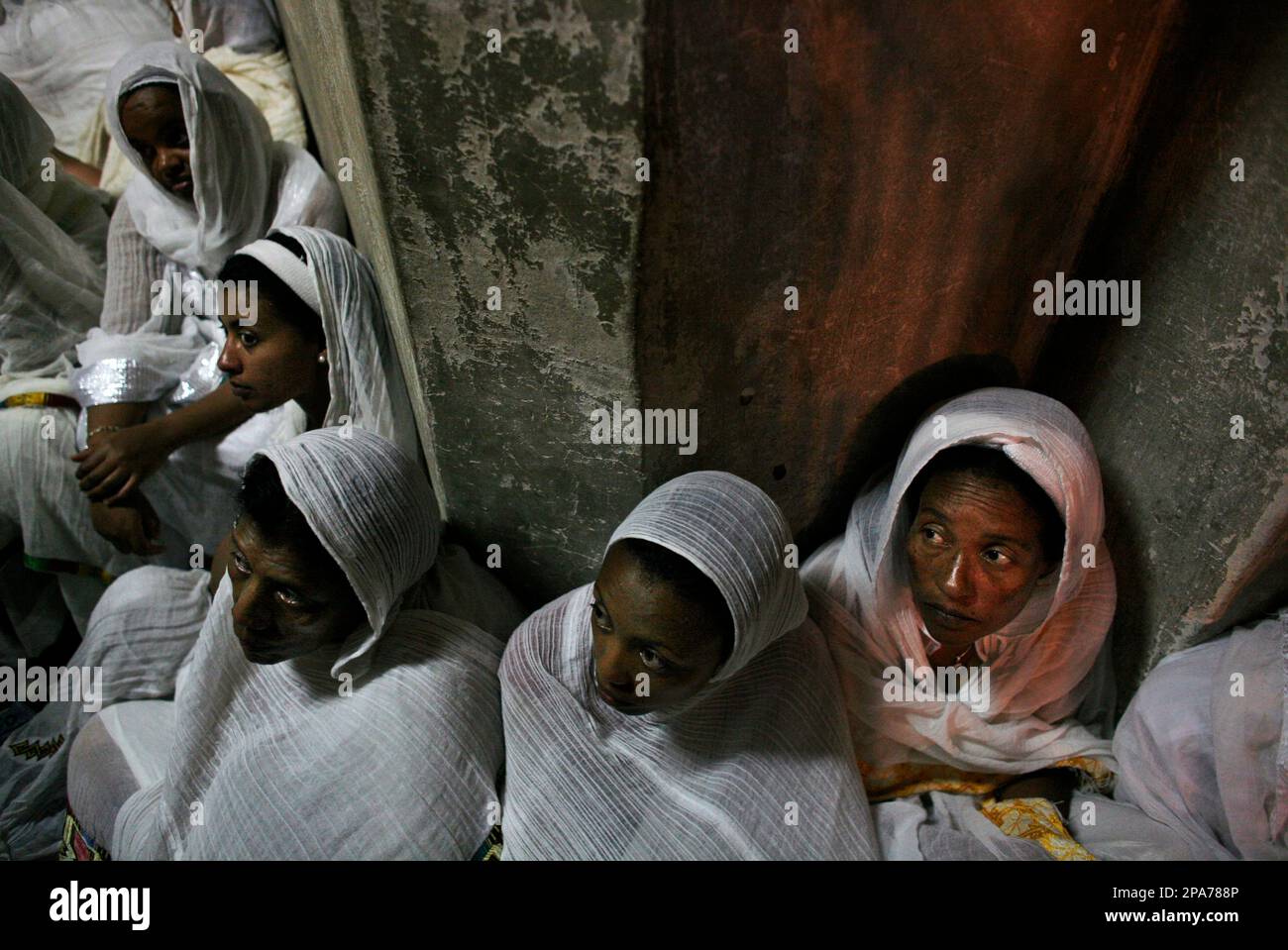 Ethiopian Orthodox pilgrims pray in the Ethiopian chapel in Church of ...