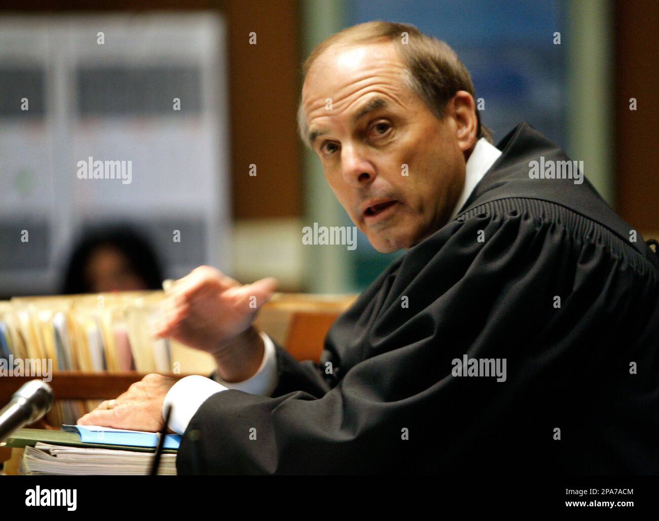 Judge Steven R. Van Sicklen is shown in Los Angeles Superior Court ...