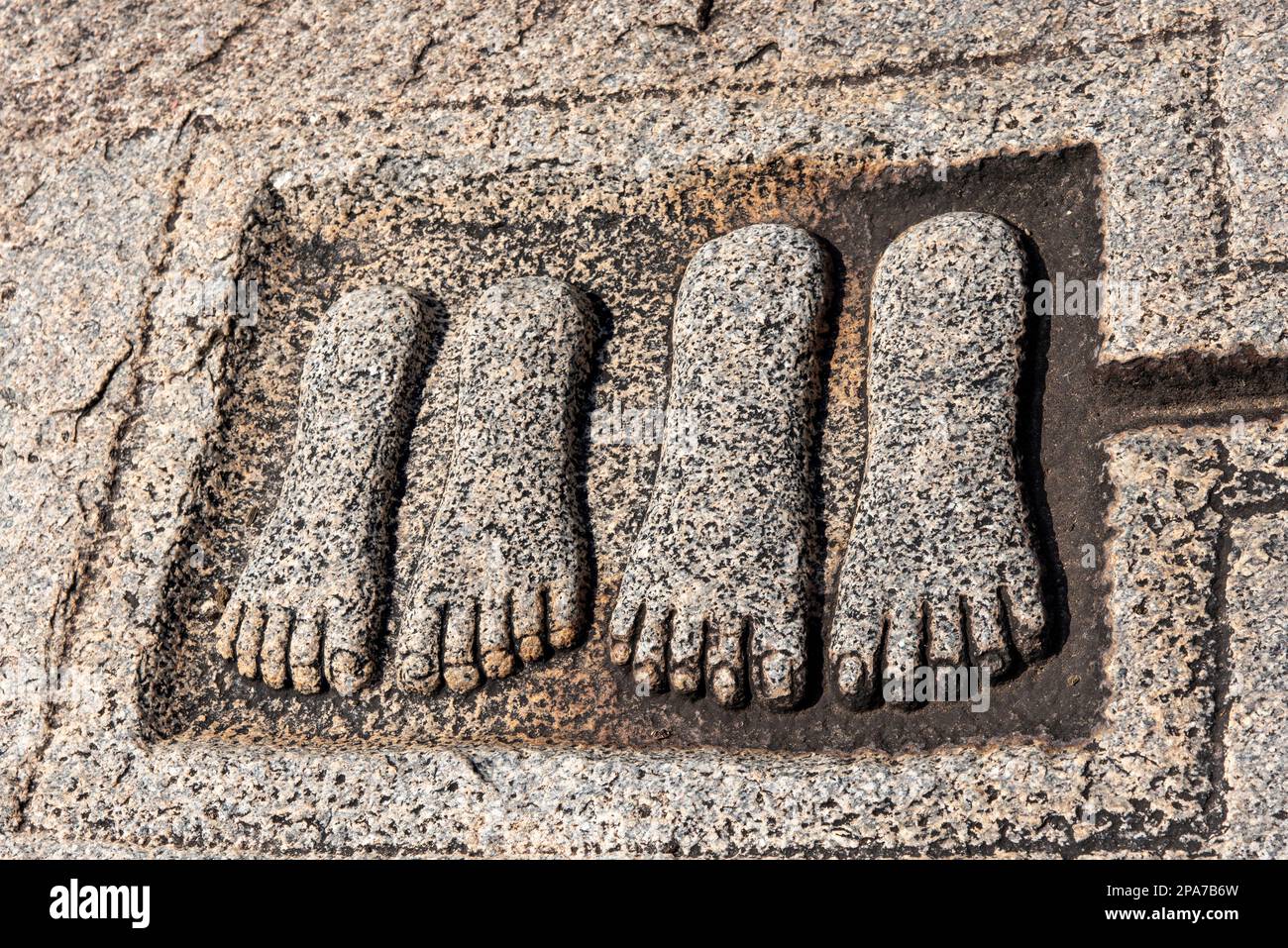 Footprints of Lord Rama and Lakshmana near Sugreeva Cave in Hampi which ...