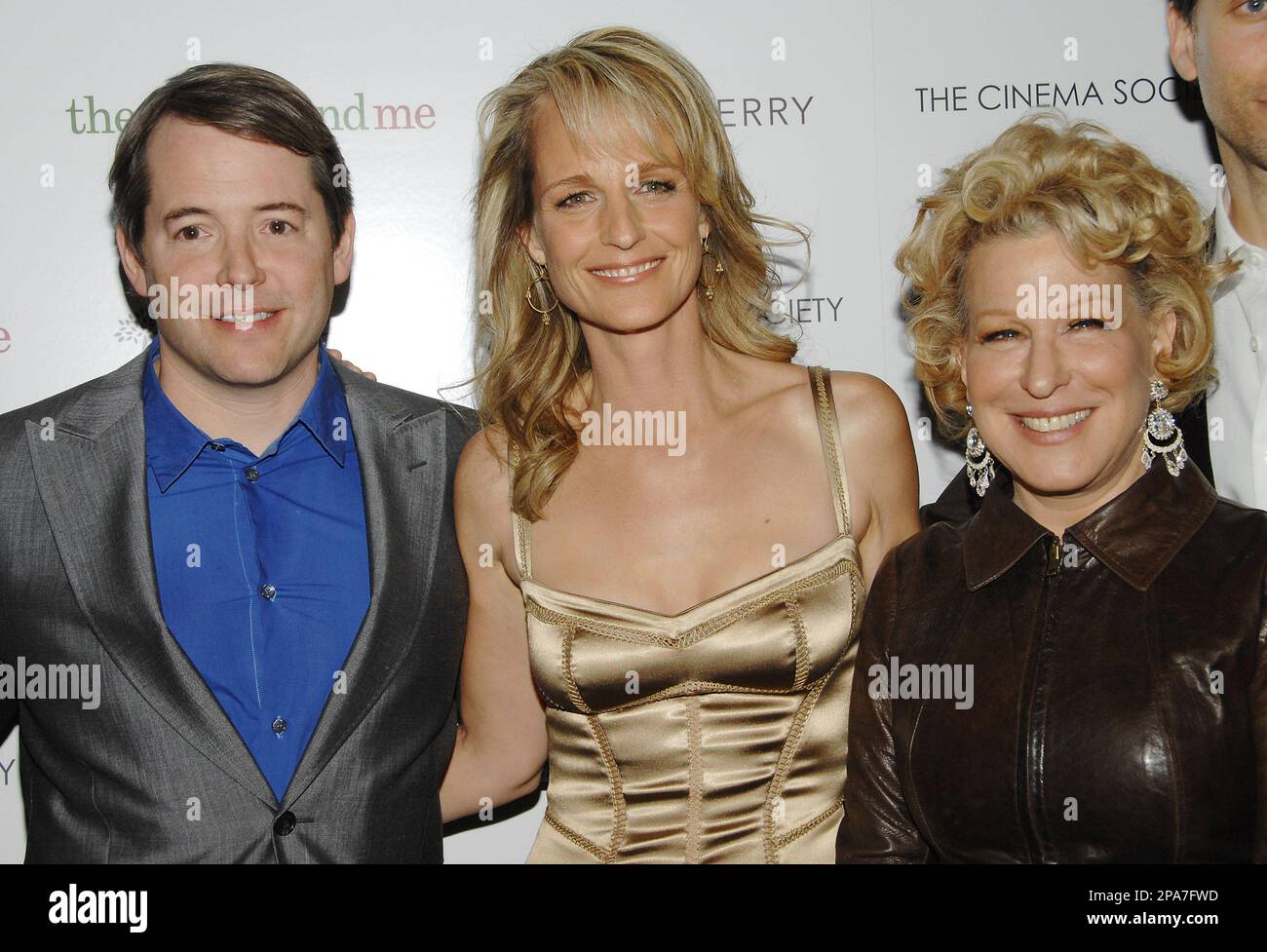From Left, actors Matthew Broderick, Helen Hunt and Bette Midler attend ...