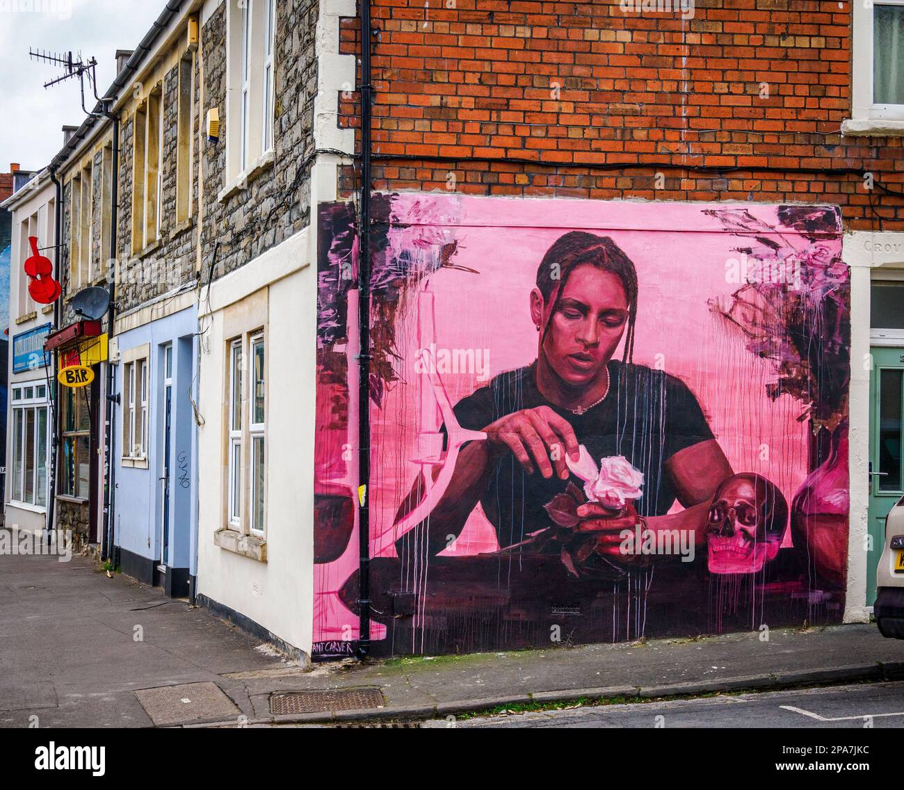 Street art on buildings in Bristol the graffiti capital of the UK Stock ...