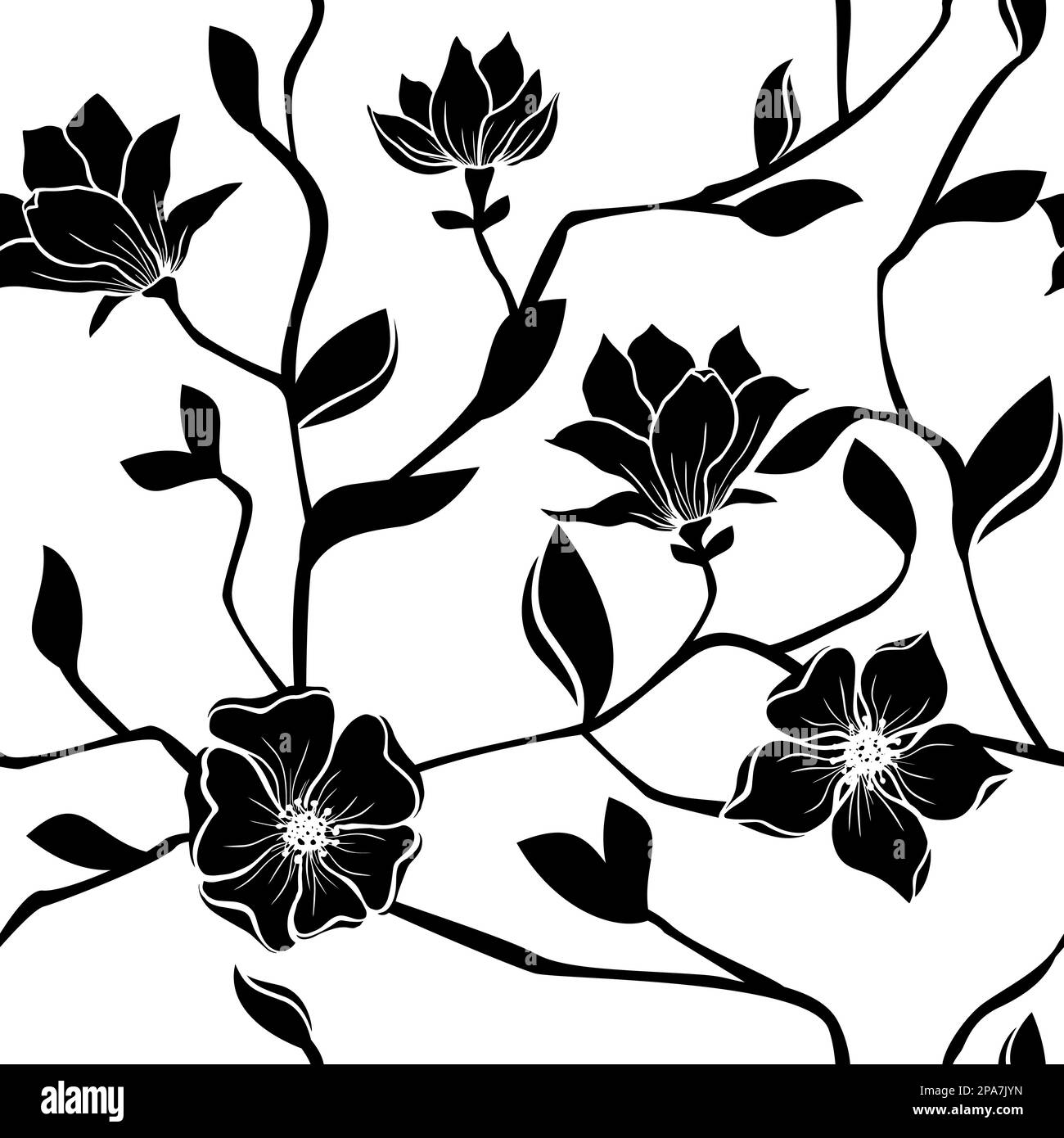Vector floral seamless pattern of magnolia branches Stock Vector Image ...