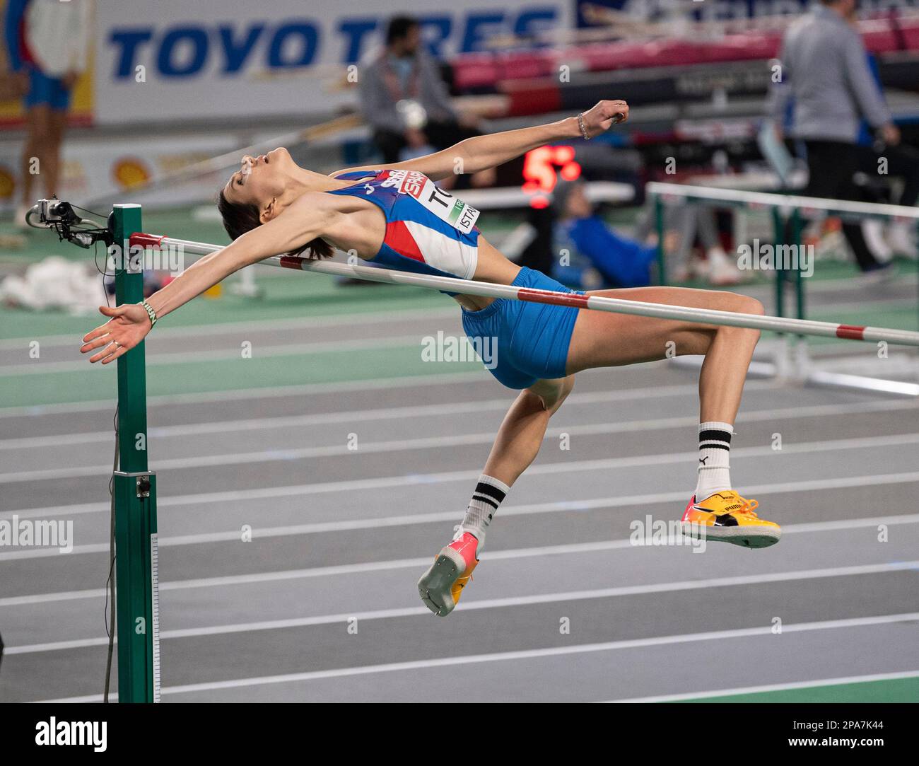 Angelina Topic of Serbia competing in the women’s high jump final at ...
