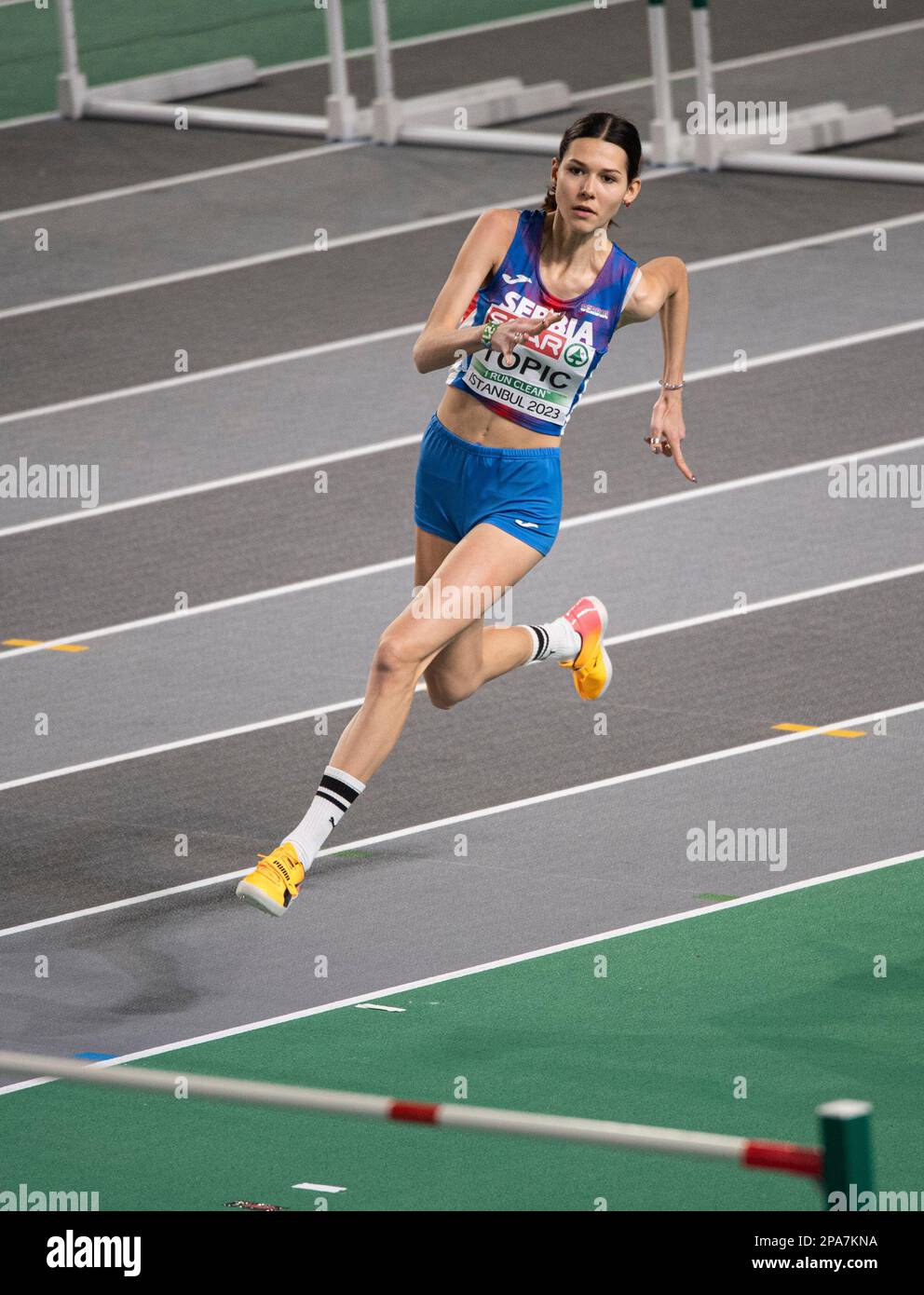 Angelina Topic of Serbia competing in the women’s high jump final at ...