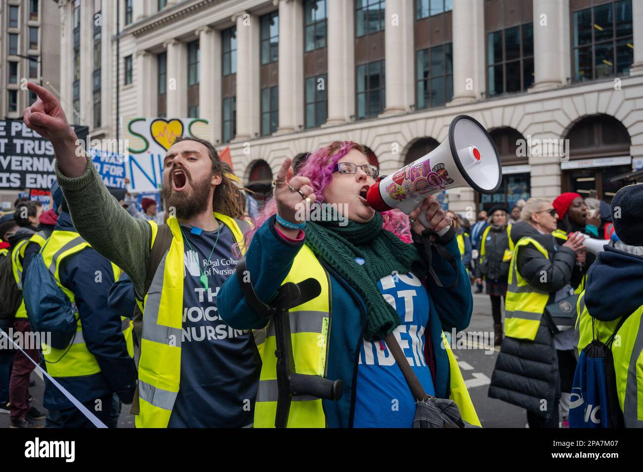 London/UK 11 MAR 2023. Thousands of NHS workers marched through central ...