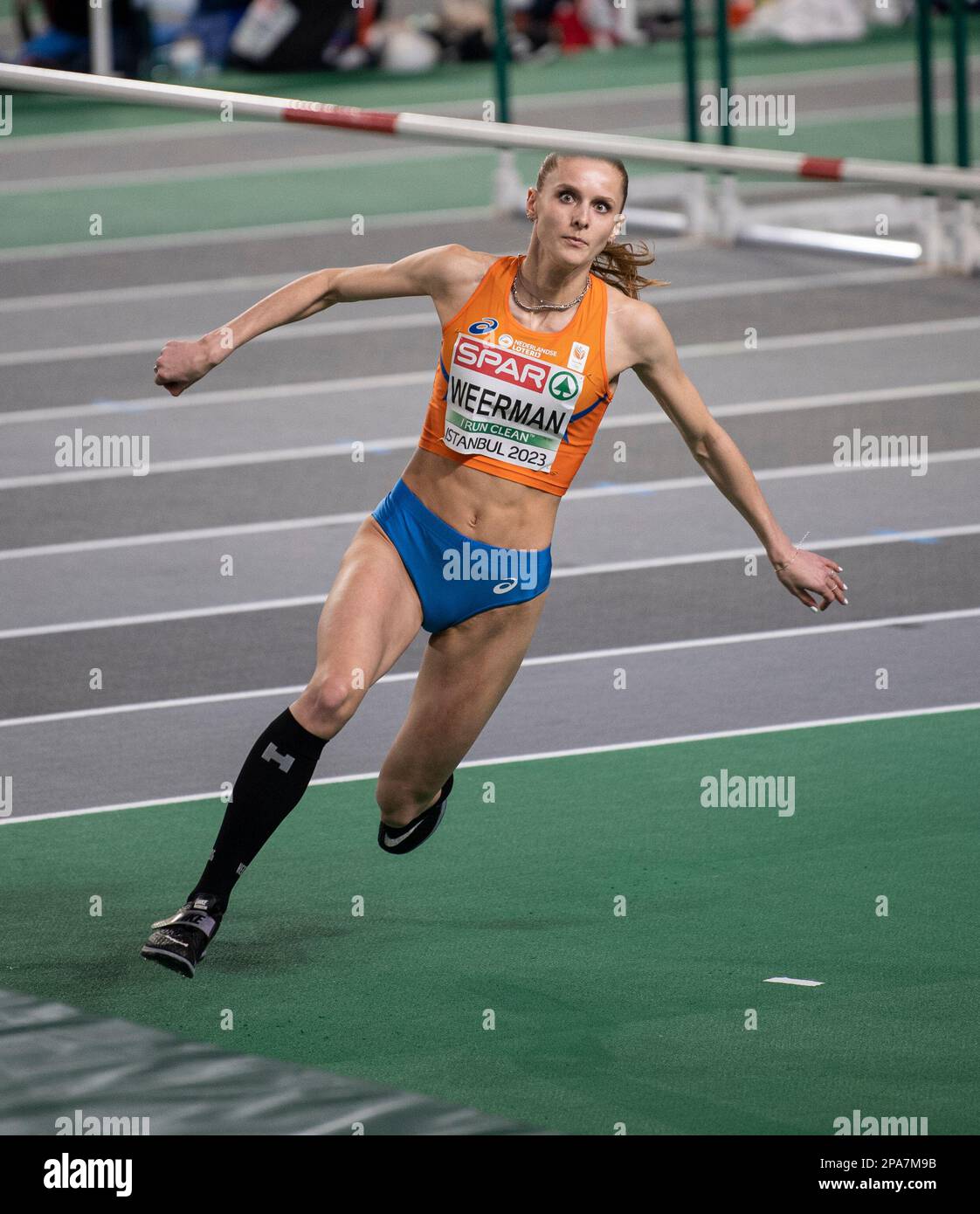 Britt Weerman of the Netherlands competing in the women’s high jump ...
