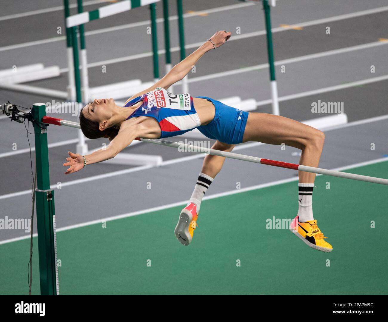 Angelina Topic of Serbia competing in the women’s high jump final at ...