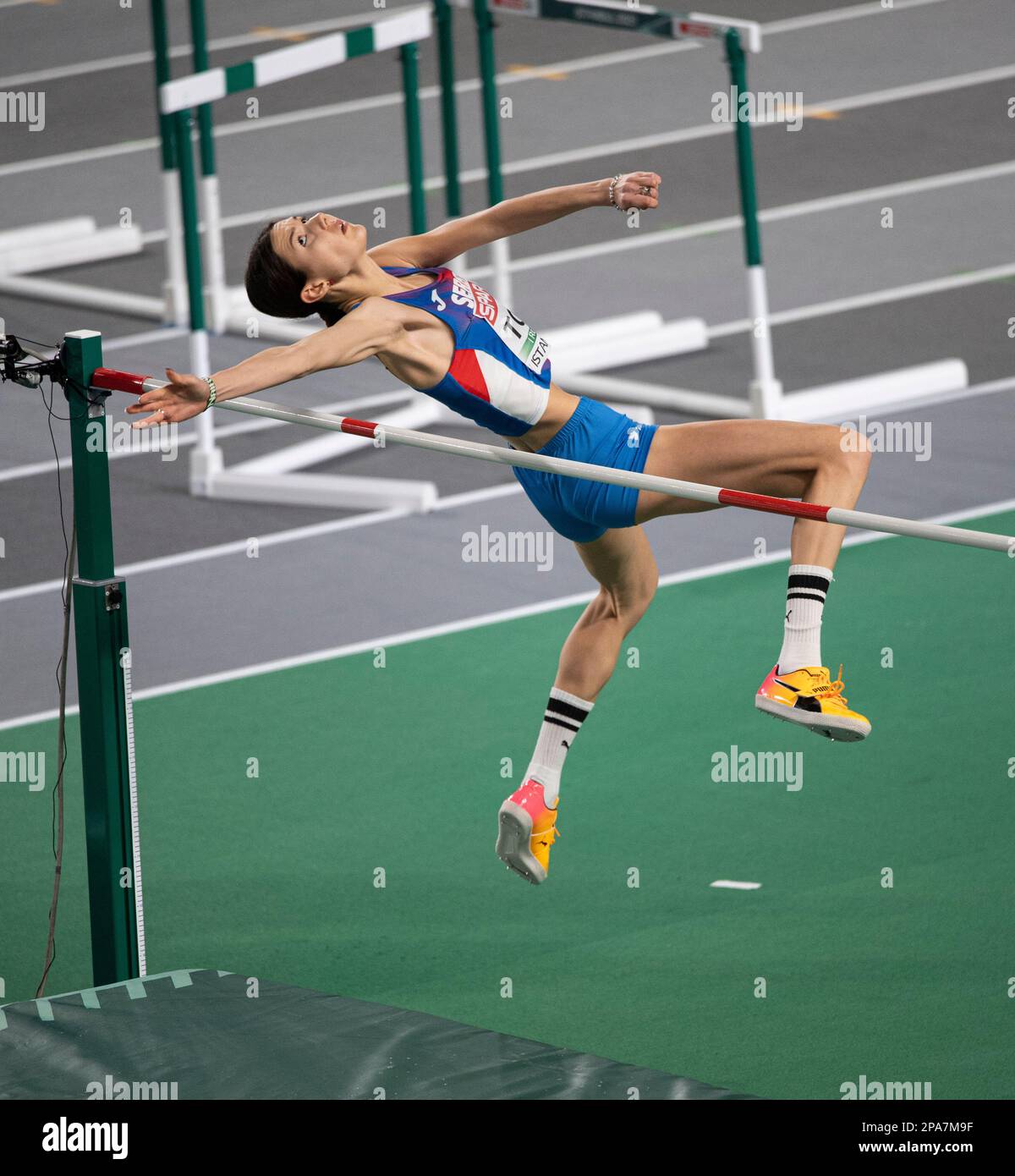 Angelina Topic of Serbia competing in the women’s high jump final at ...