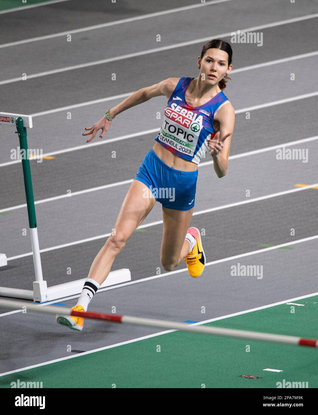 Angelina Topic of Serbia competing in the women’s high jump final at ...