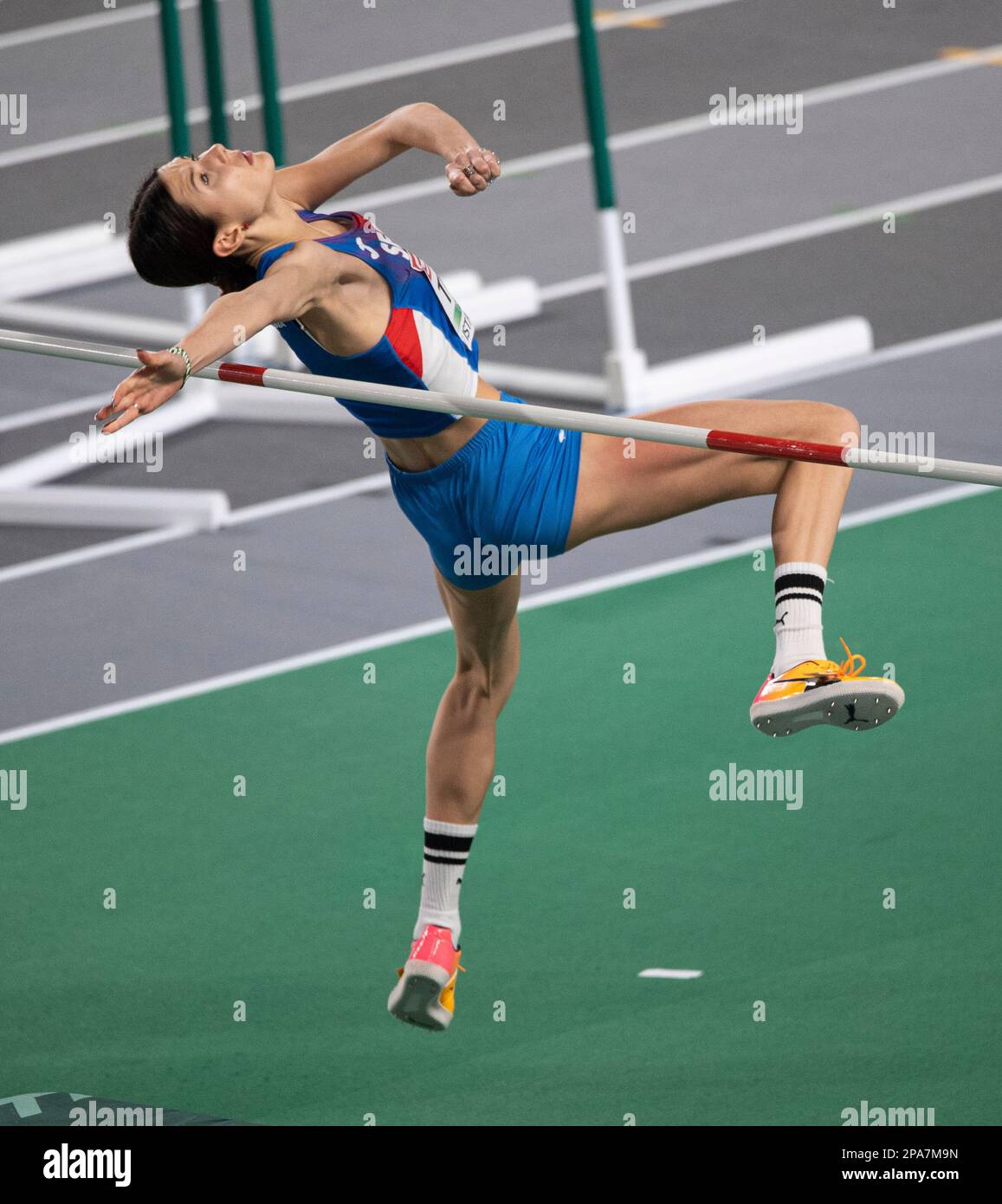 Angelina Topic of Serbia competing in the women’s high jump final at ...