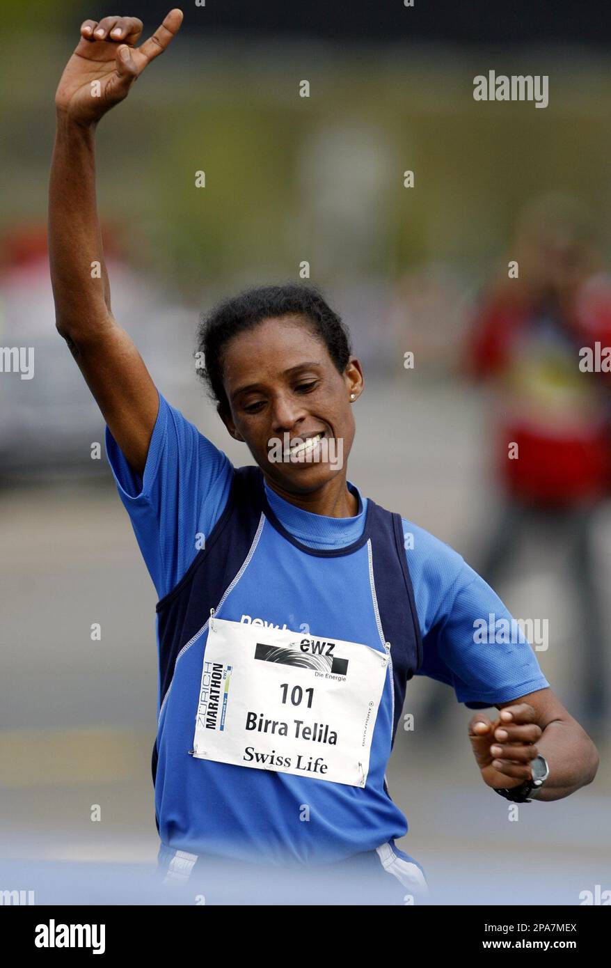 Ethiopian Tadelech Birra Telila celebrates after winning the women's ...