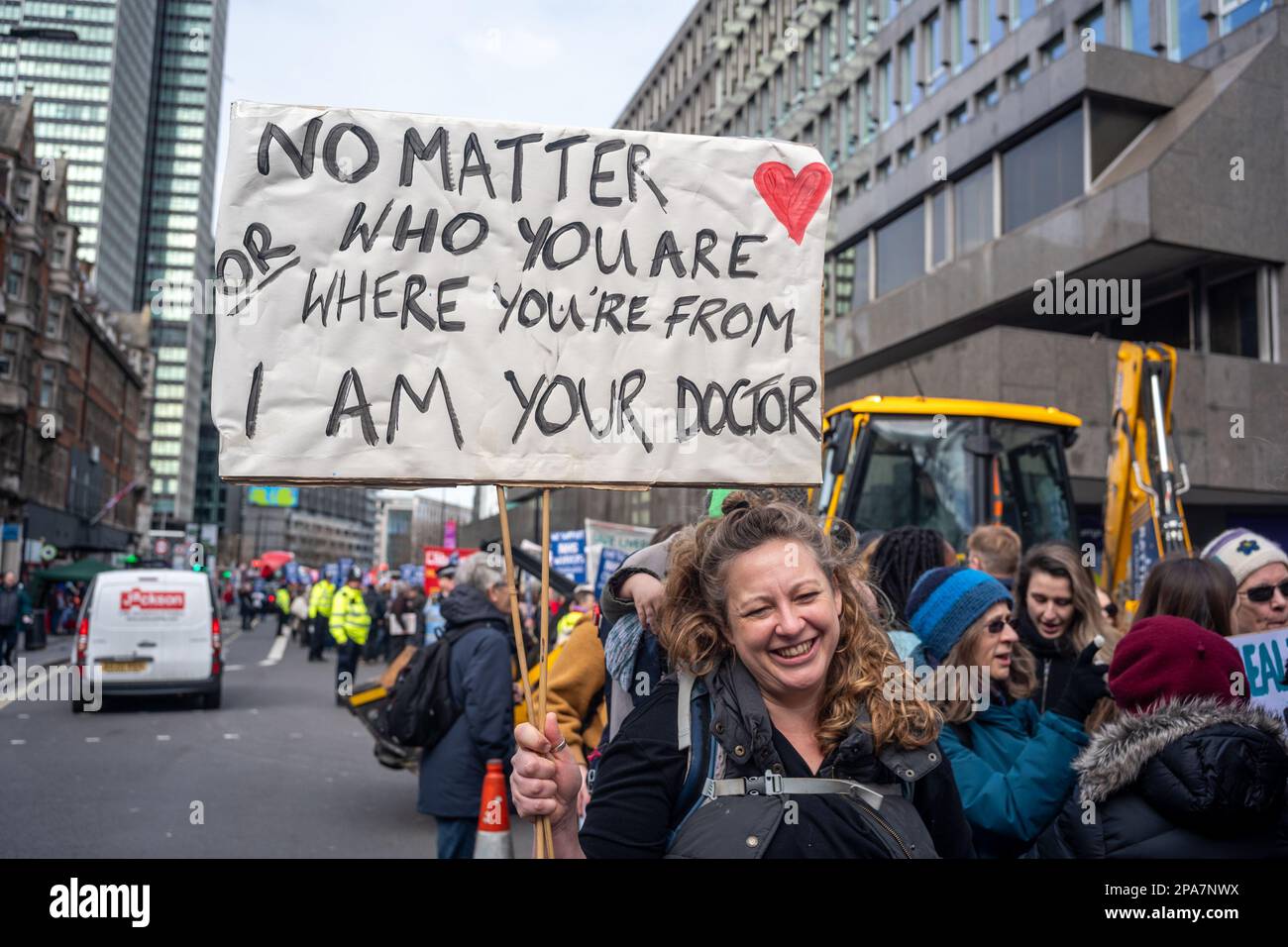London/UK 11 MAR 2023. Thousands of NHS workers marched through central ...