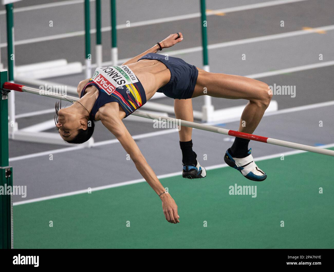 Daniela Stanciu of Romania competing in the women’s high jump final at ...