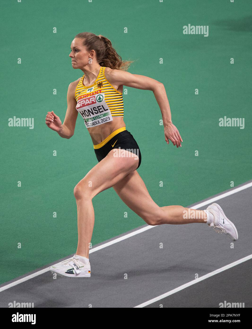 Christina Honsel of Germany competing in the women’s high jump final at ...