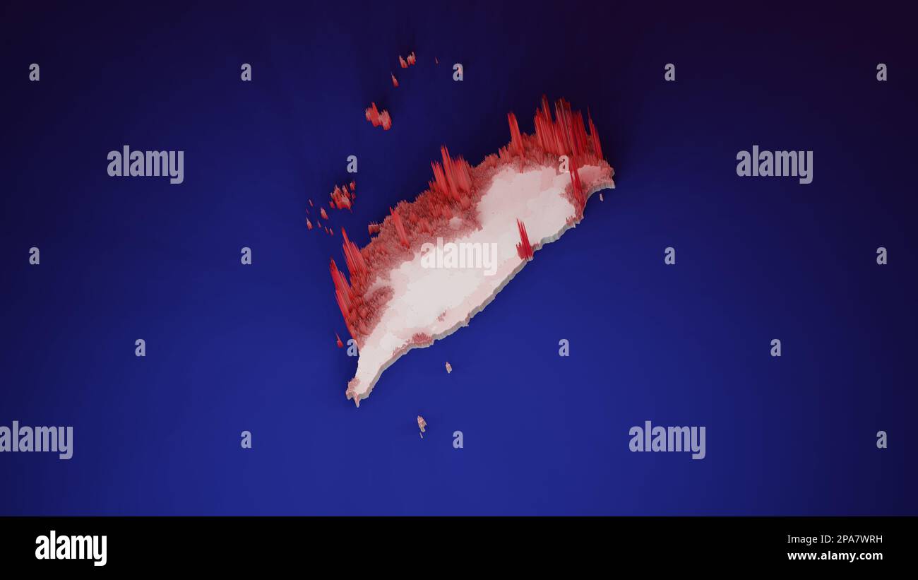 Population density of Taiwan represented in 3D. Number of people per ...