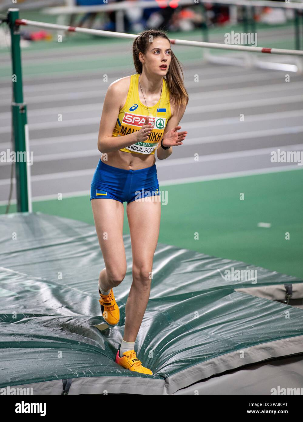 Yaroslava Mahuchikh of Ukraine competing in the women’s high jump final ...