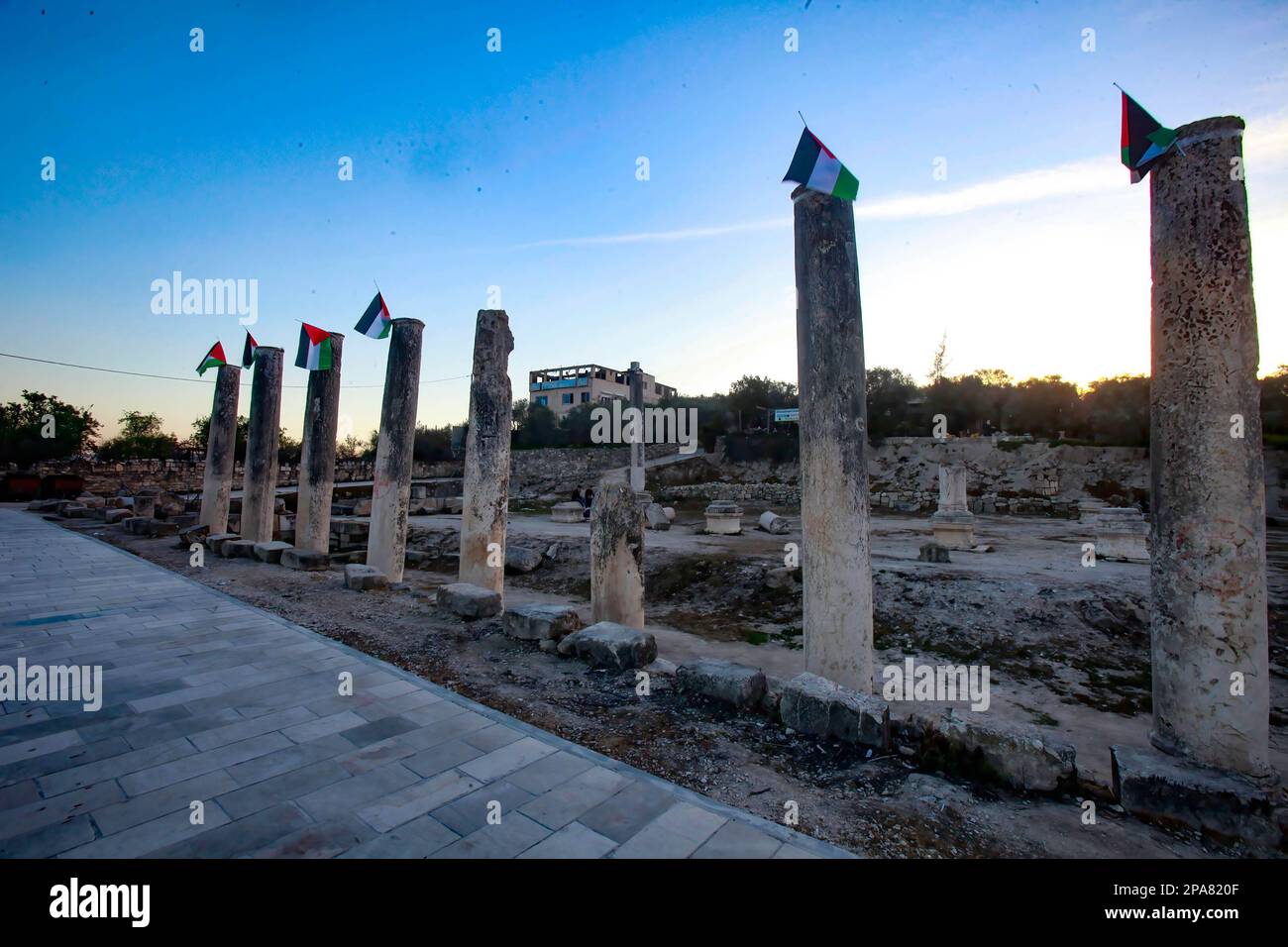 Nablus, Palestine. 11th Mar, 2023. Palestinian flags seen at an ...