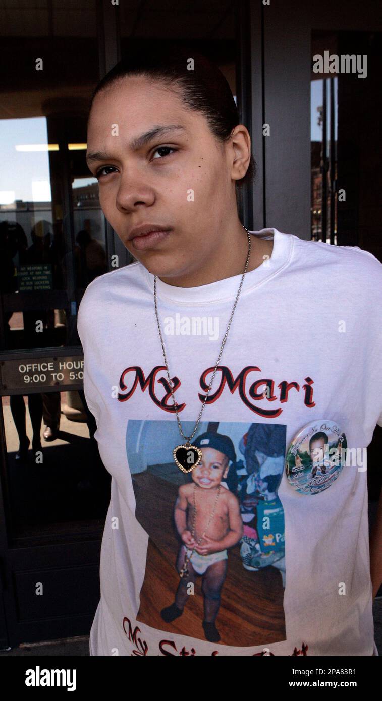 Sara Hicks, mother of Amari Jackson, talks to reporters outside ...