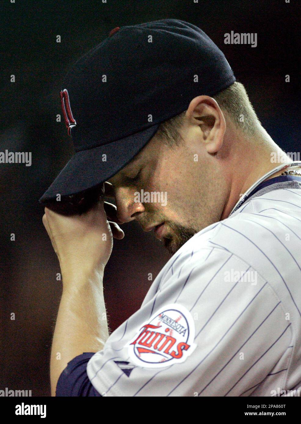 Minnesota Twins reliever pitcher Jesse Crain heads for the dugout after ...