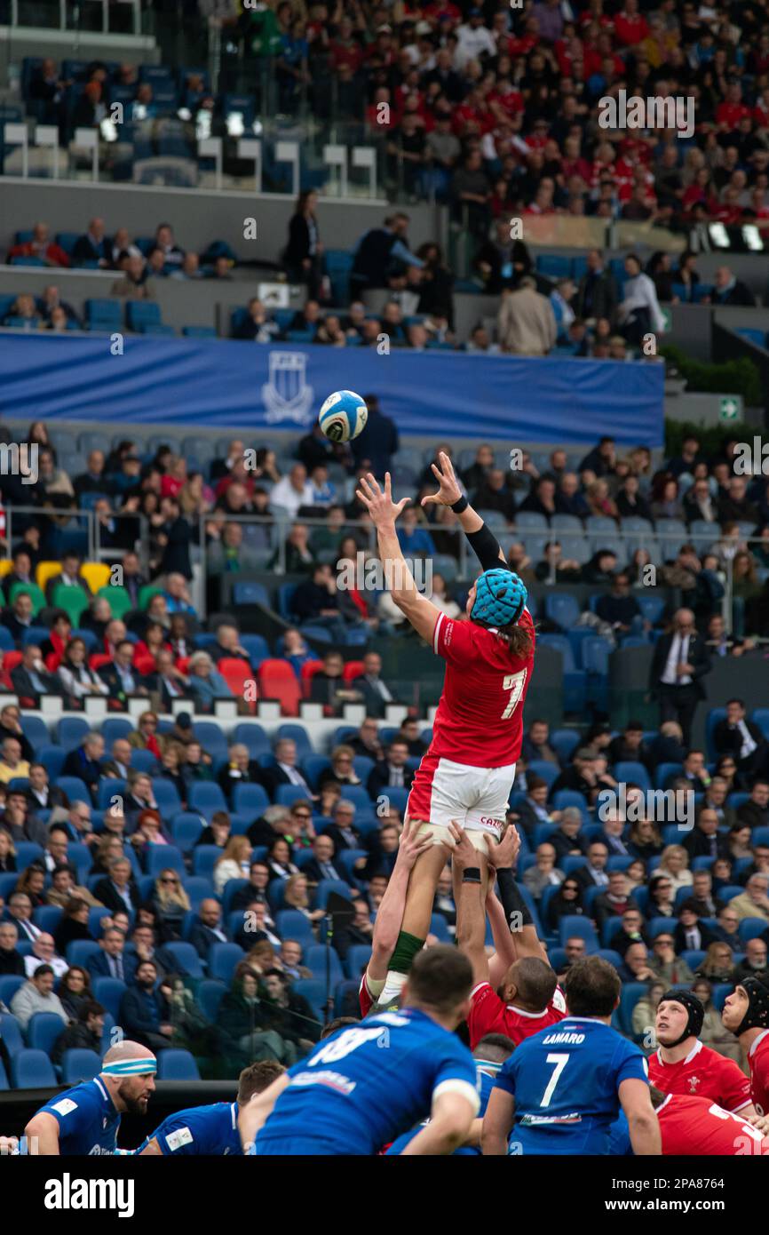 Rome, Italy 11th Mar, 2023. Justin Tipuric of Wales catch the ball at ...