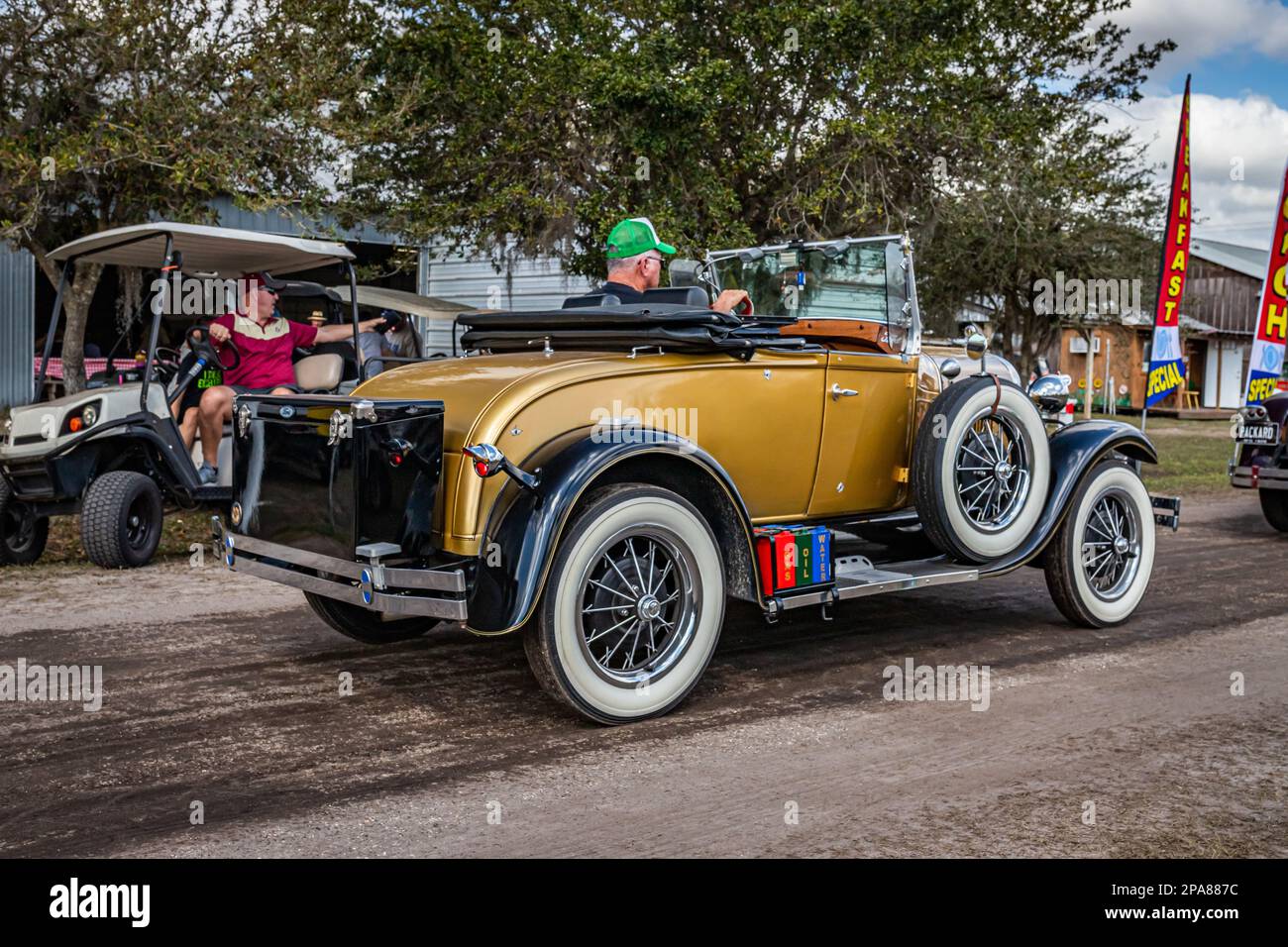 Fort Meade, FL - February 26, 2022: Wide angle rear corner view of a ...