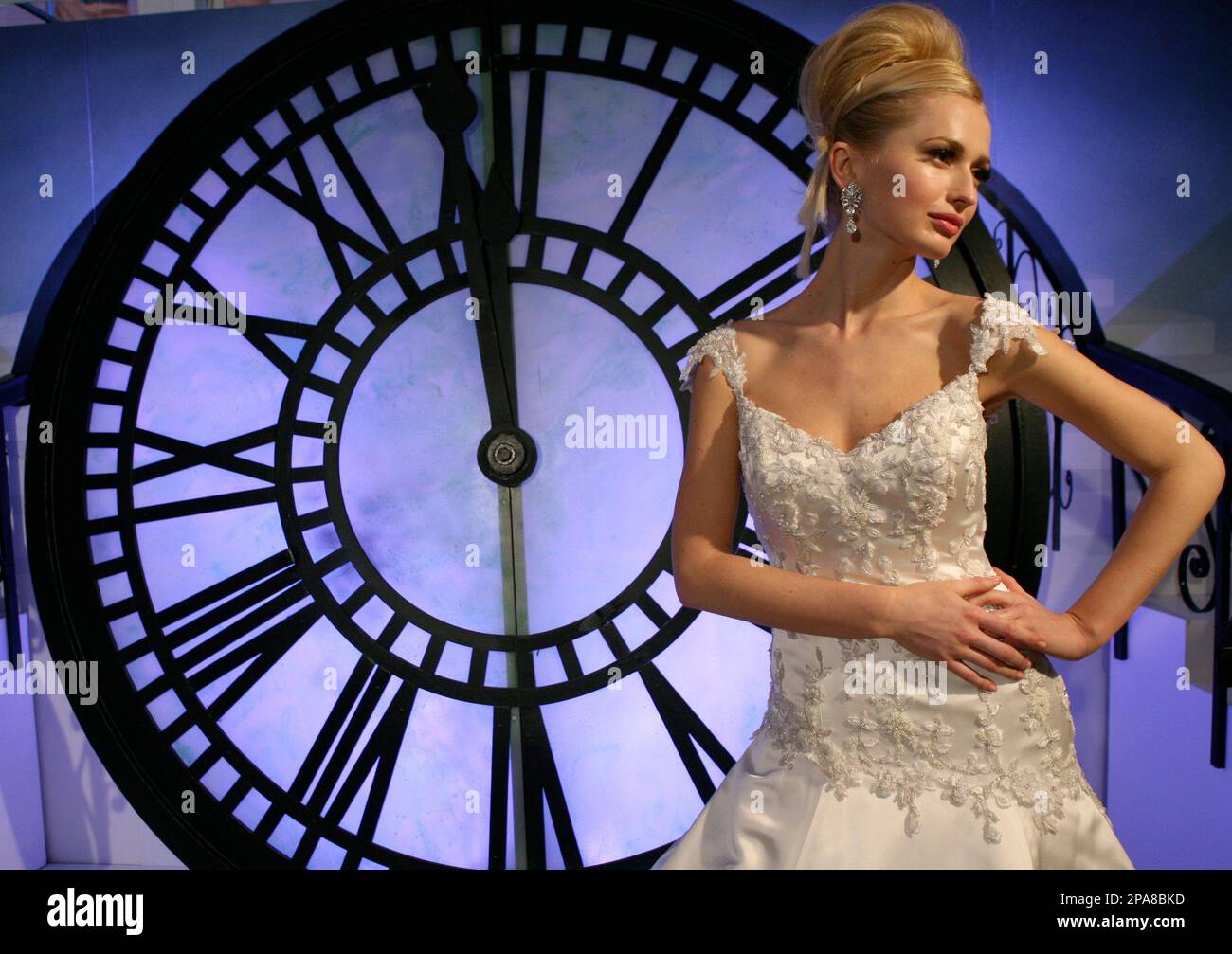Model Nadia Kazakova wears a "Cinderella" gown designed by Kirstie ...