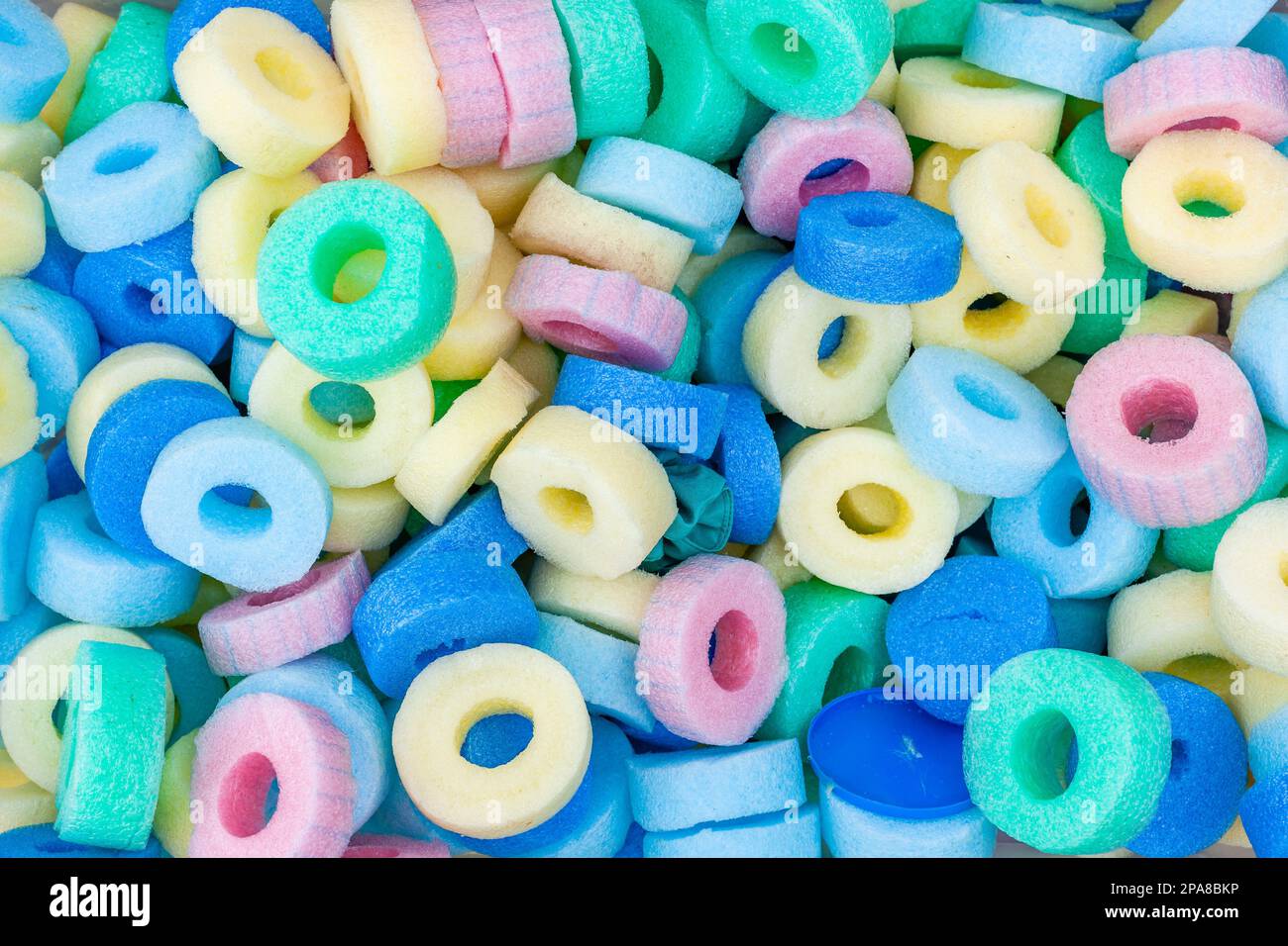 Foam Color rings yellow blue green pink toy education equipment close ...