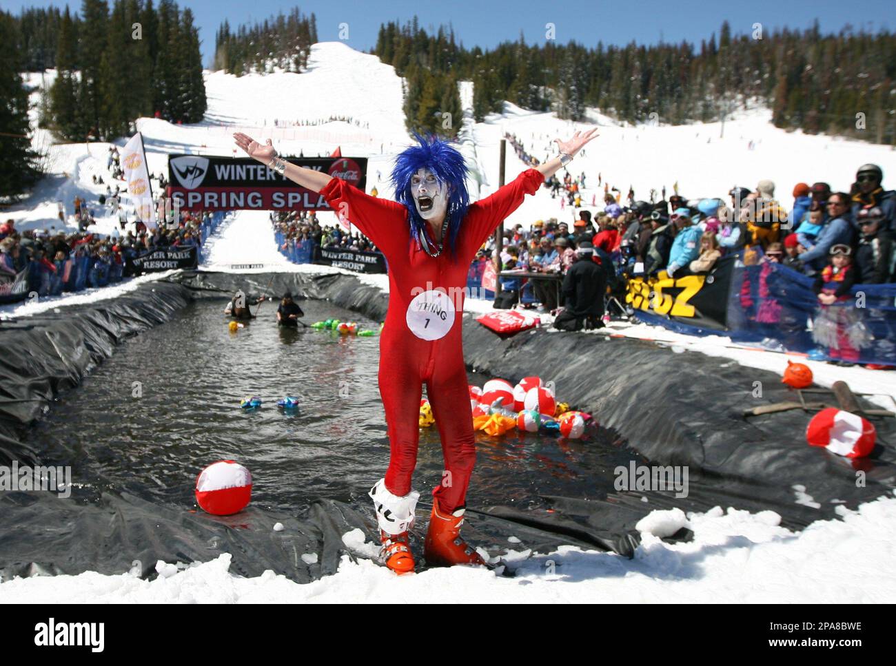 Marla Reeves-Kruse dressed as the Dr. Seuss Thing 1 character reacts to ...