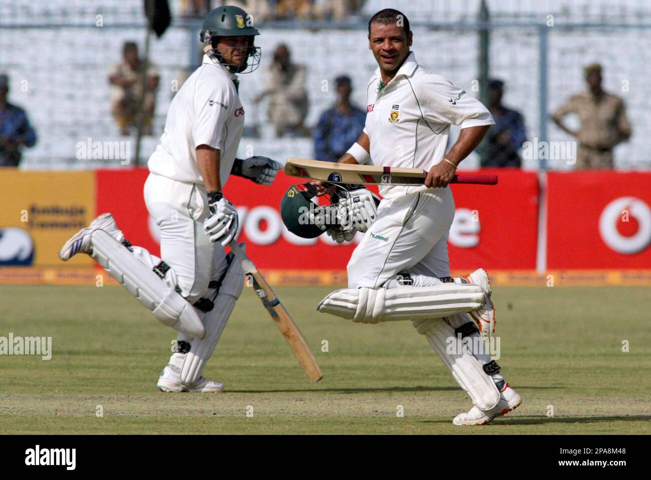 South Africa's Ashwell Prince, right, and Mark Boucher run between the ...