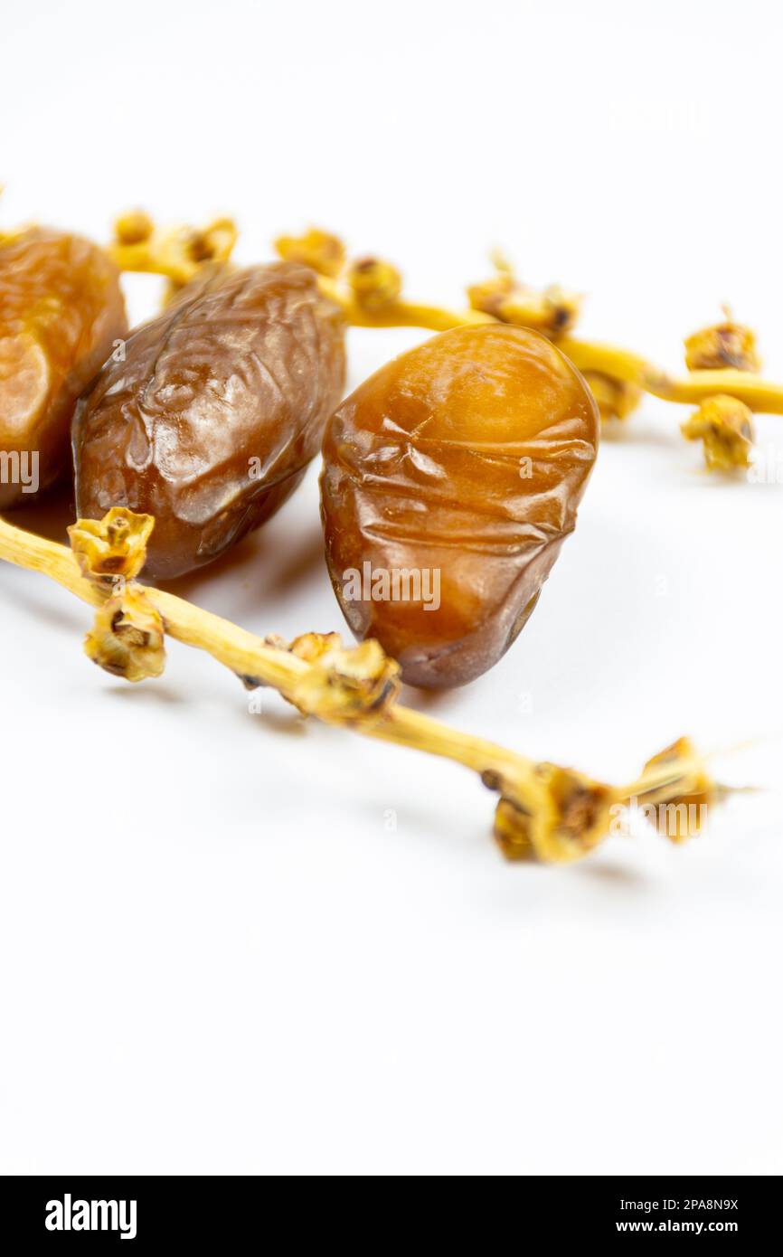 Close-up of Algerian royal dates on a white background. Ramadan concept ...