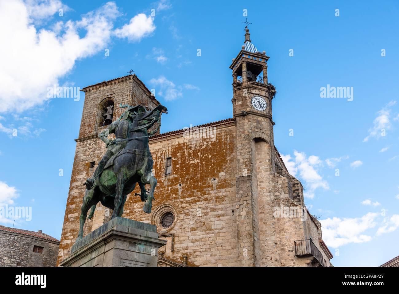 Statue of Francisco Pizarro the Conquistador against the Cathedral of ...
