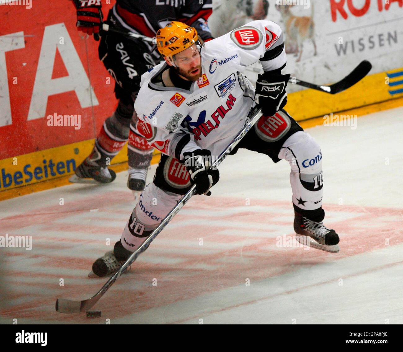 Frankfurt's Jeff Heerema saves the puck during the last of five semi ...