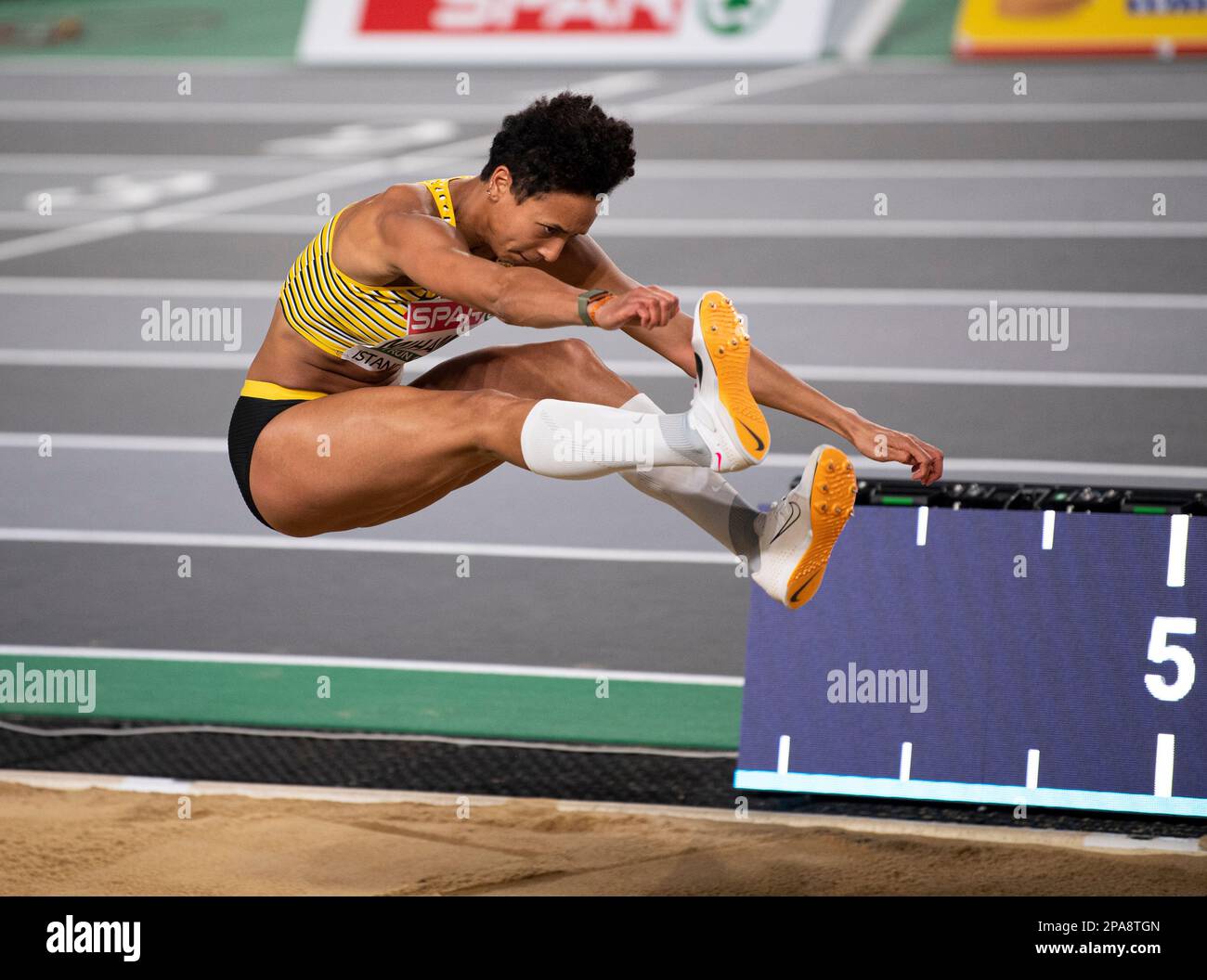 Malaika Mihambo of Germany competing in the women’s long jump final at ...