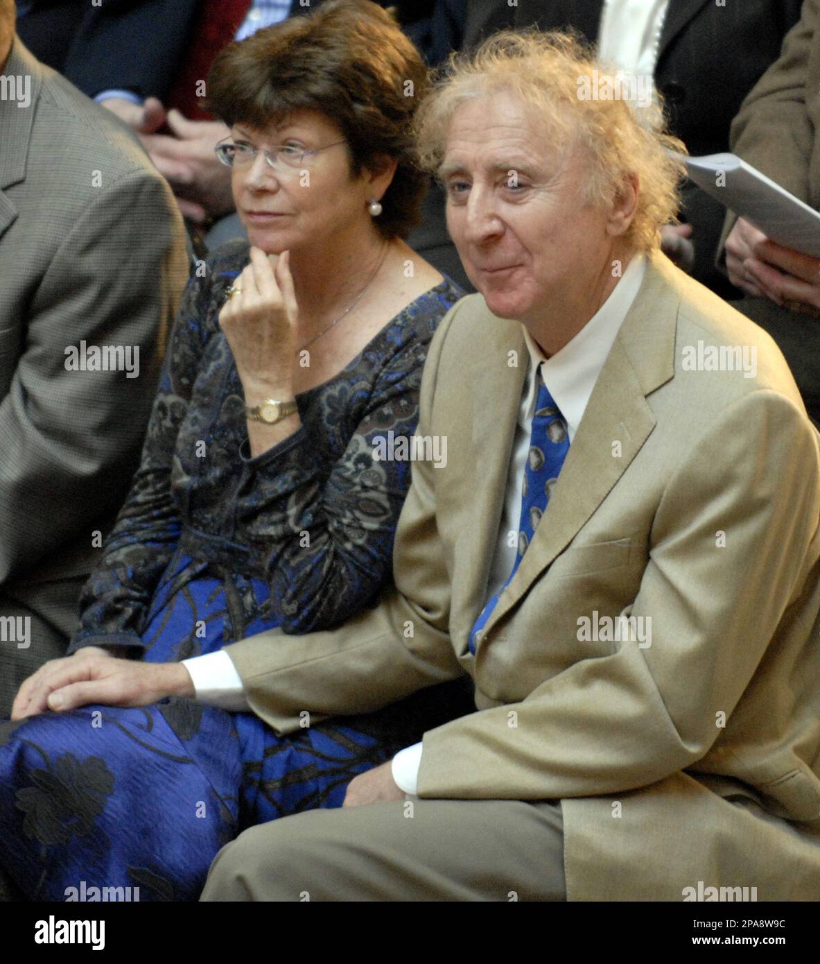Actor Gene Wilder, right, sits with wife Karen before he is introduced ...