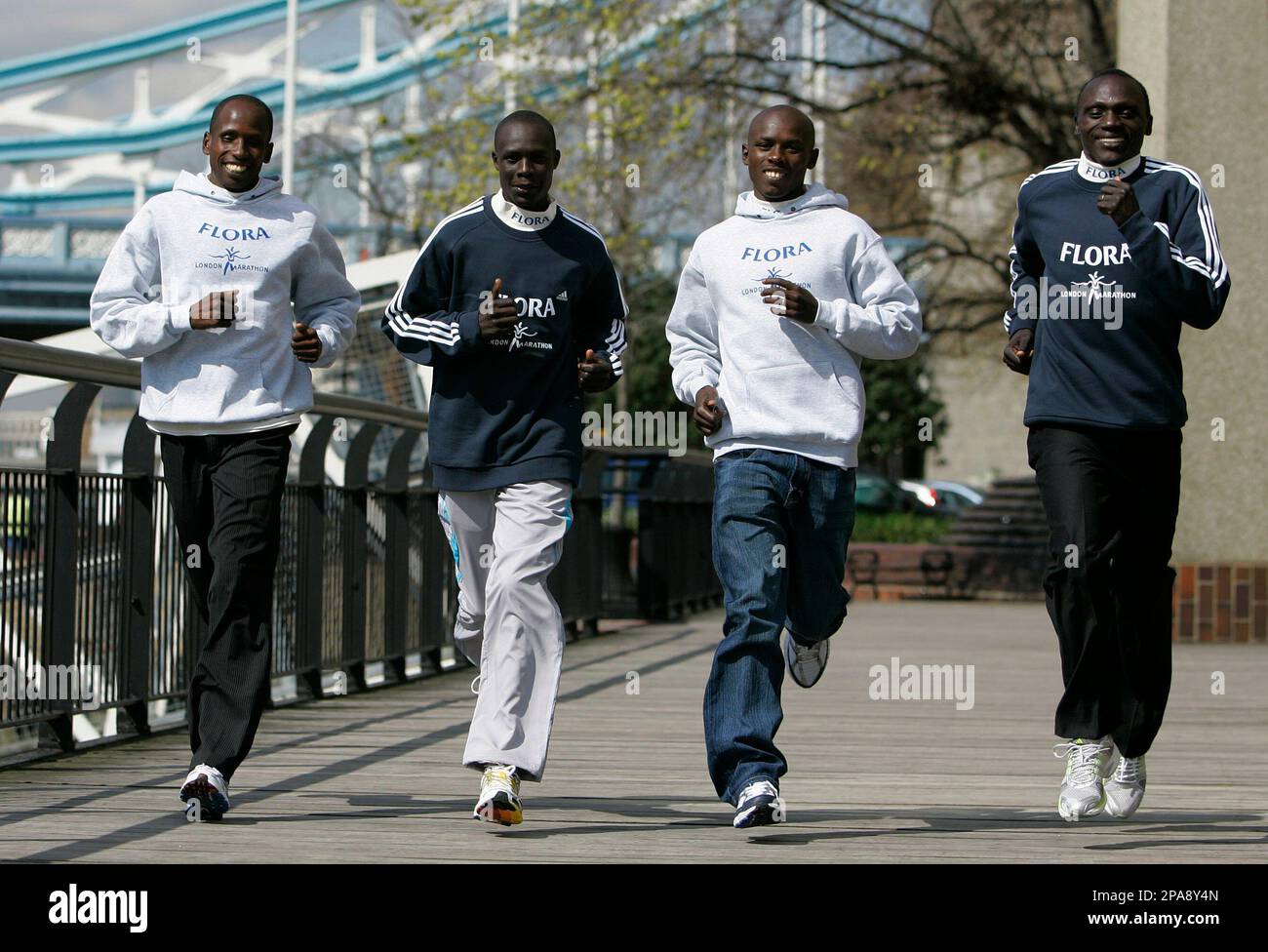 Elite Kenyan marathon runners, from left, Martin Lel, Luke Kibet, Sammy ...