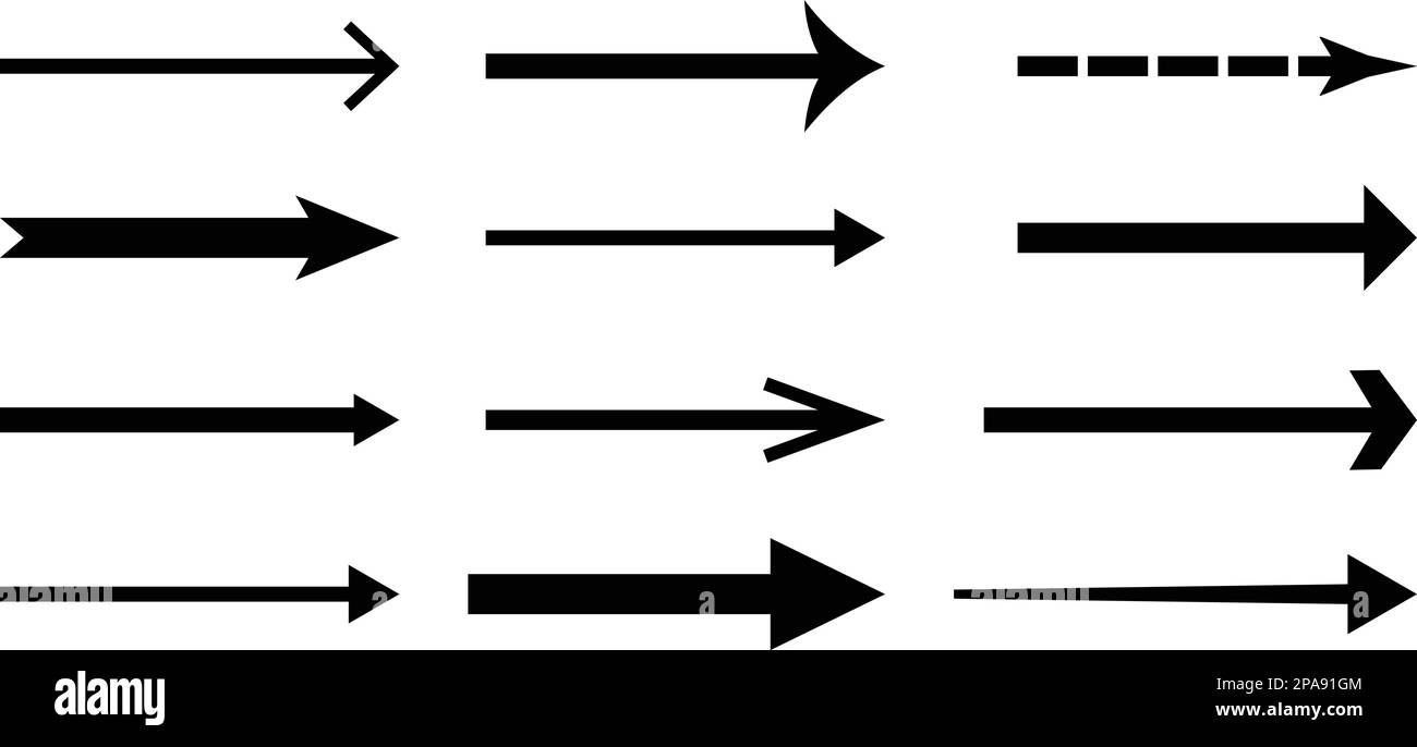 Set of arrow icon. Simple straight arrow mark icons. Group of pointer ...
