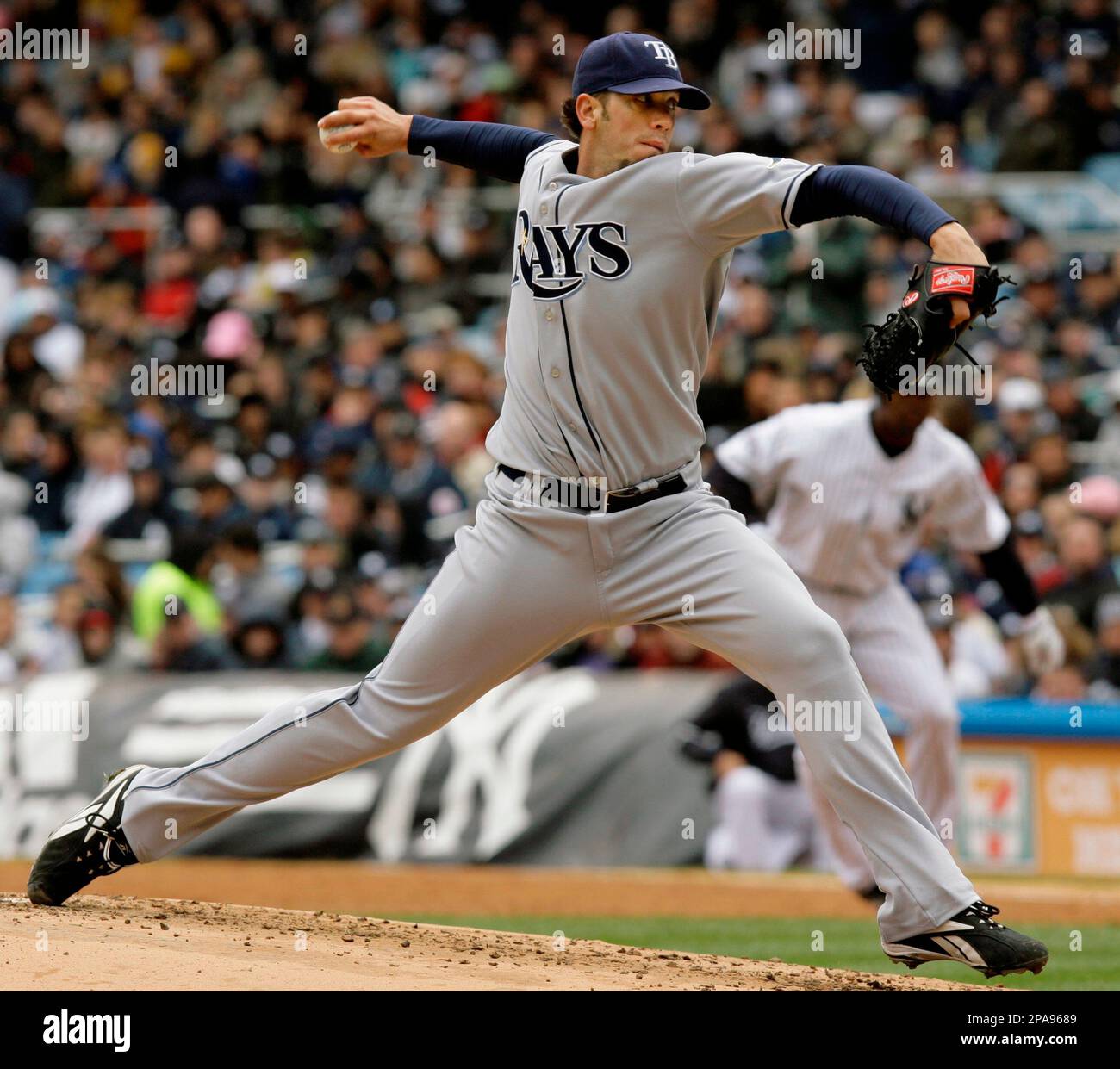 Tampa Bay Rays' James Shields delivers a pitch in the third inning ...