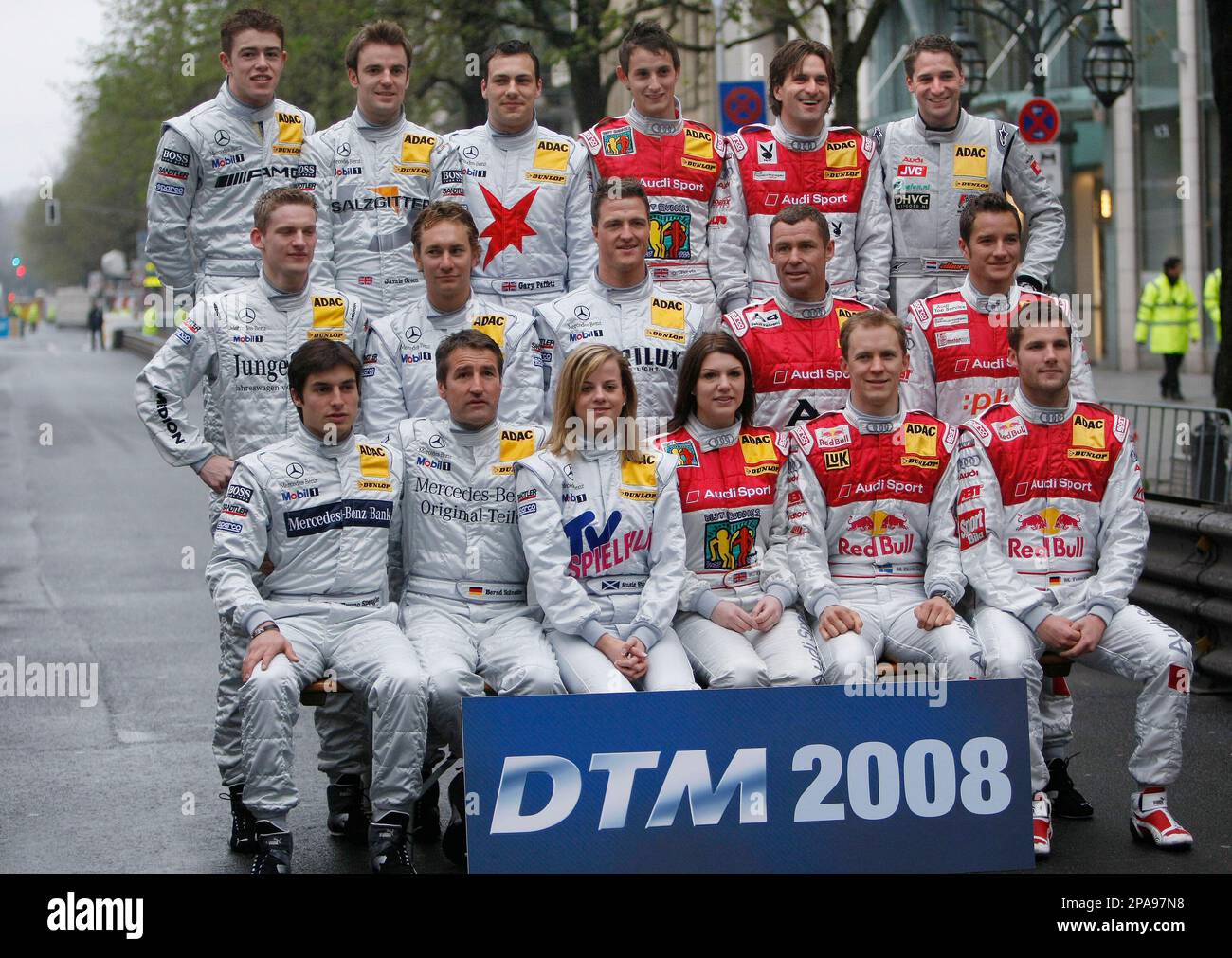 DTM drivers are pictured at the DTM season opening in the city center ...