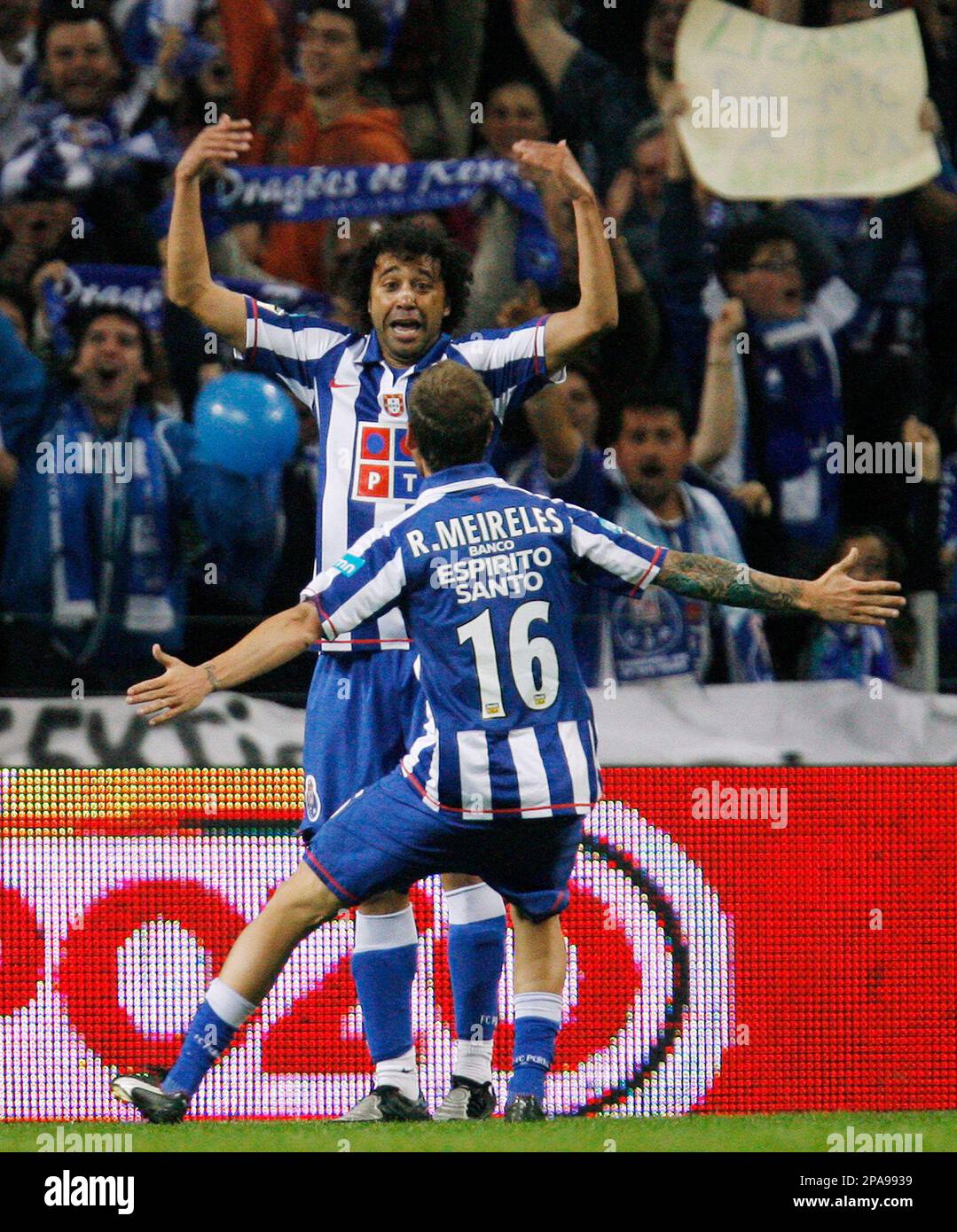 FC Porto's Tarik Sektioui, back, from Morocco, reacts with Raul ...