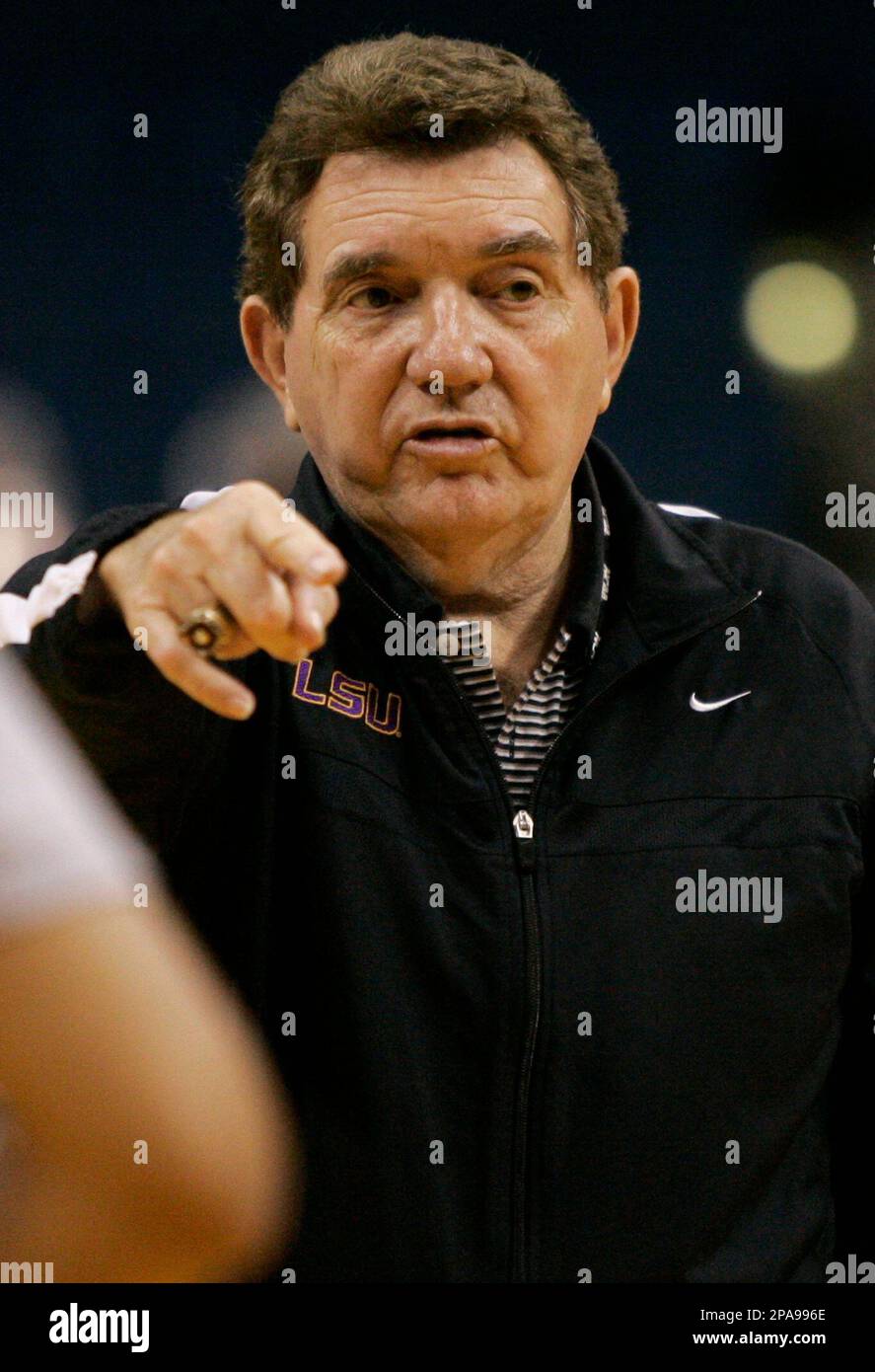 LSU coach Van Chancellor direct his team practice at the NCAA Women's ...