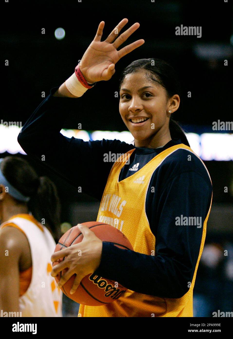 Tennessee's Candace Parker waves to fans April 5, 2008, in Tampa, Fla ...