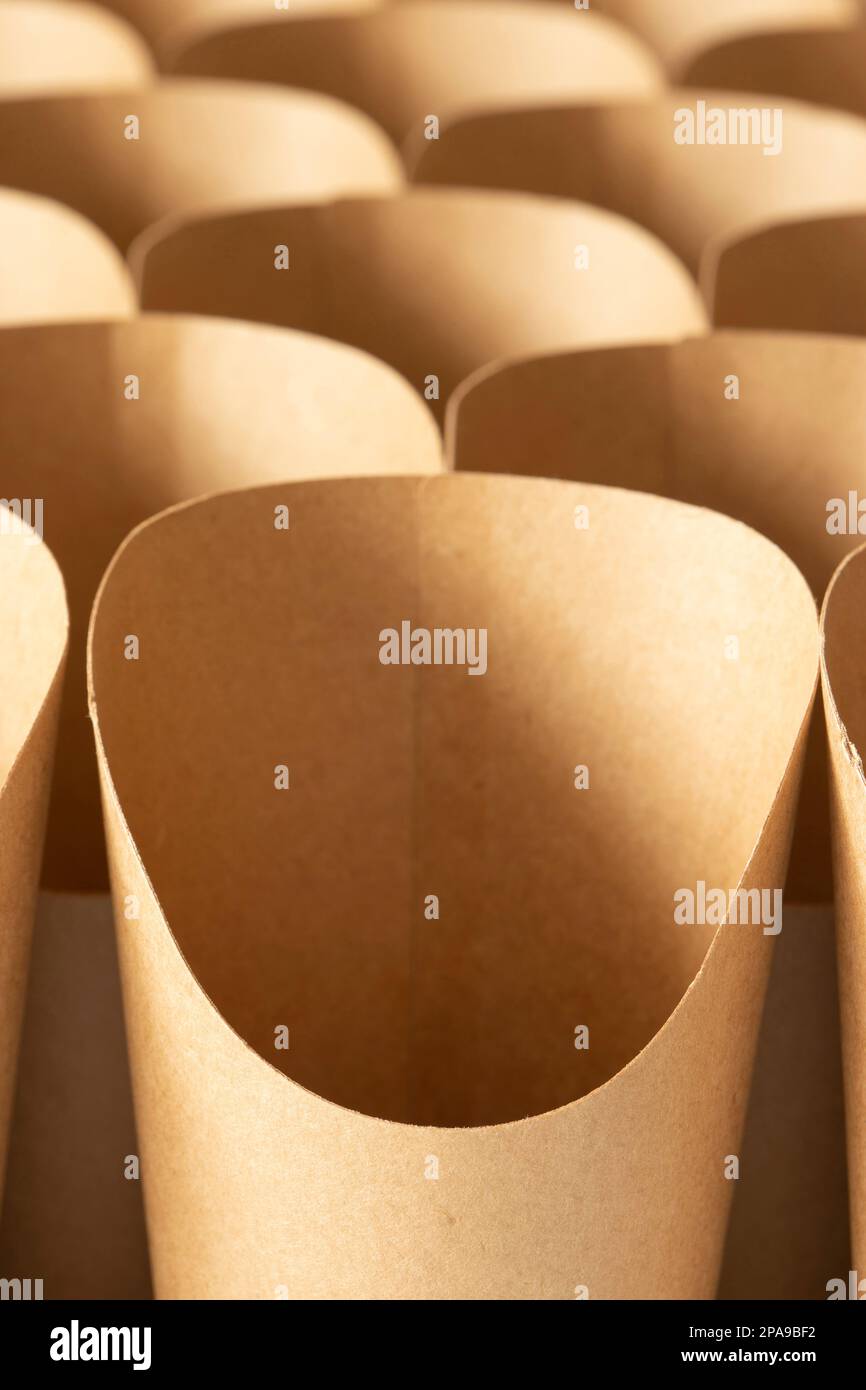 Cardboard takeaway cartons containers in rows, with no branding ...