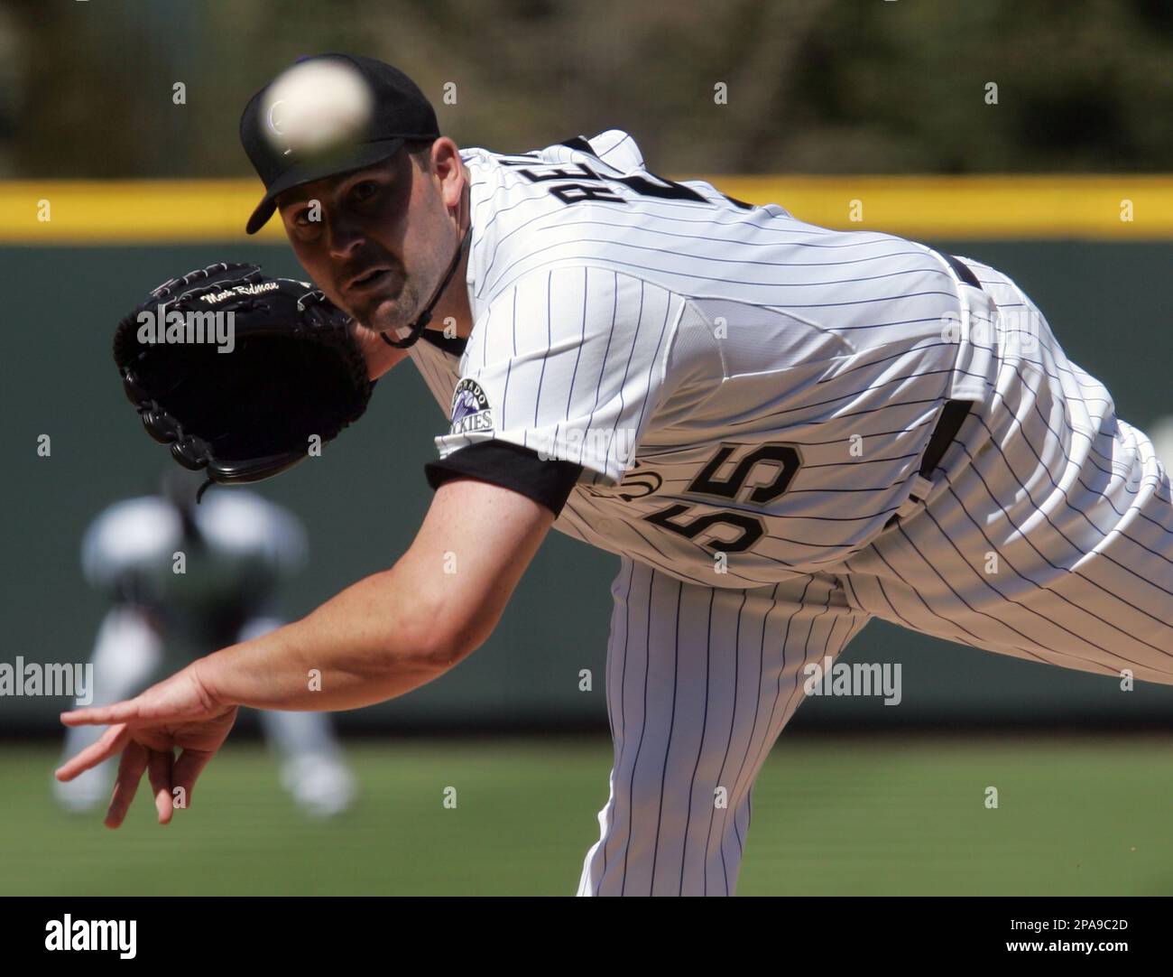 Colorado Rockies starting pitcher Mark Redman delivers a pitch to ...