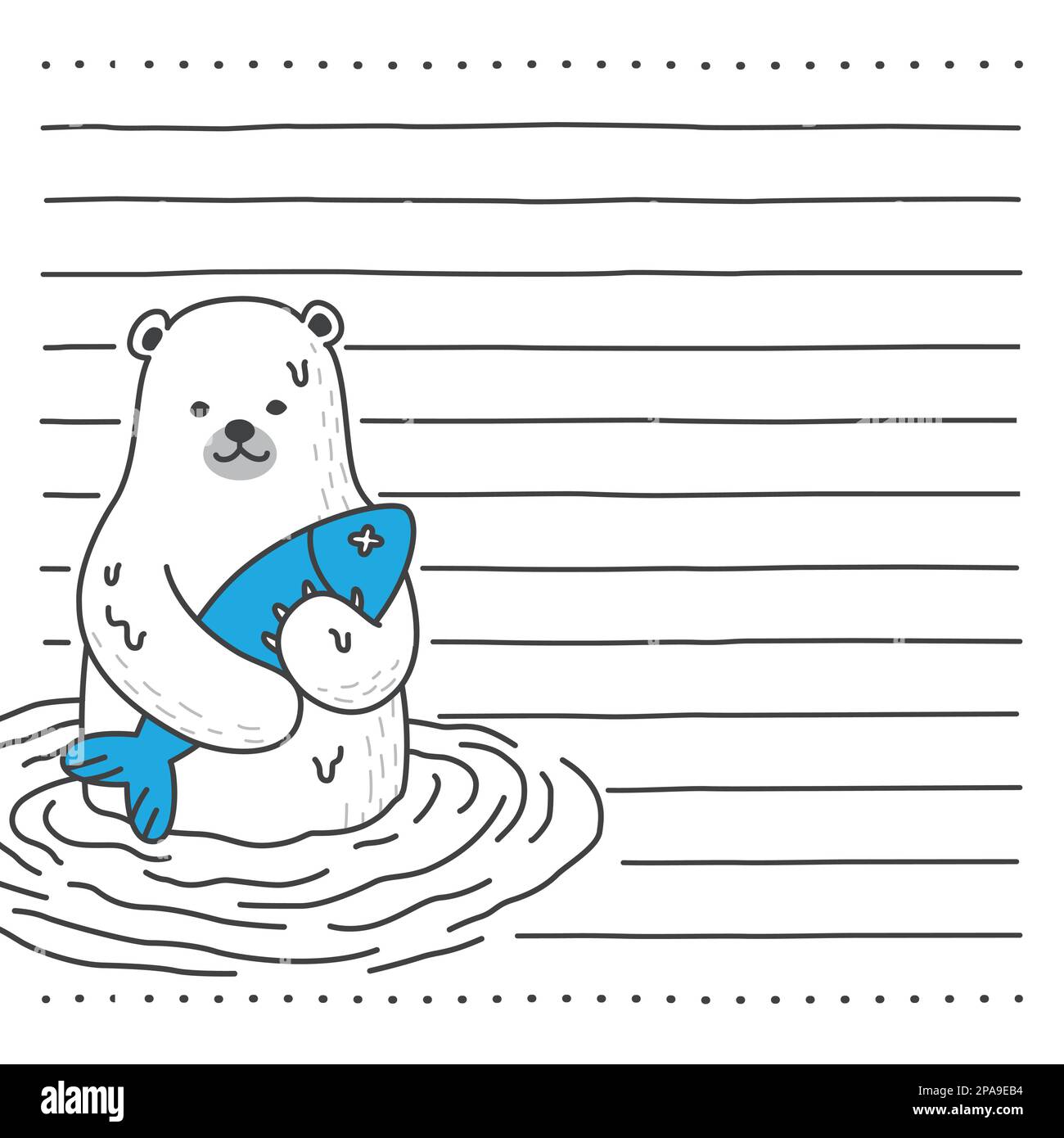 bear vector polar bear icon logo catch fish letter paper note cartoon ...
