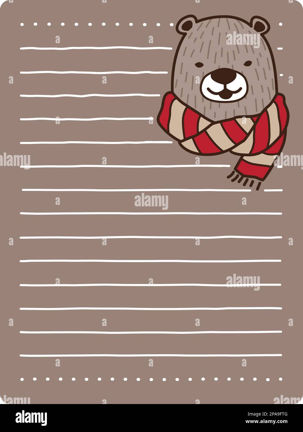 bear polar bear vector scarf letter paper note illustration character ...
