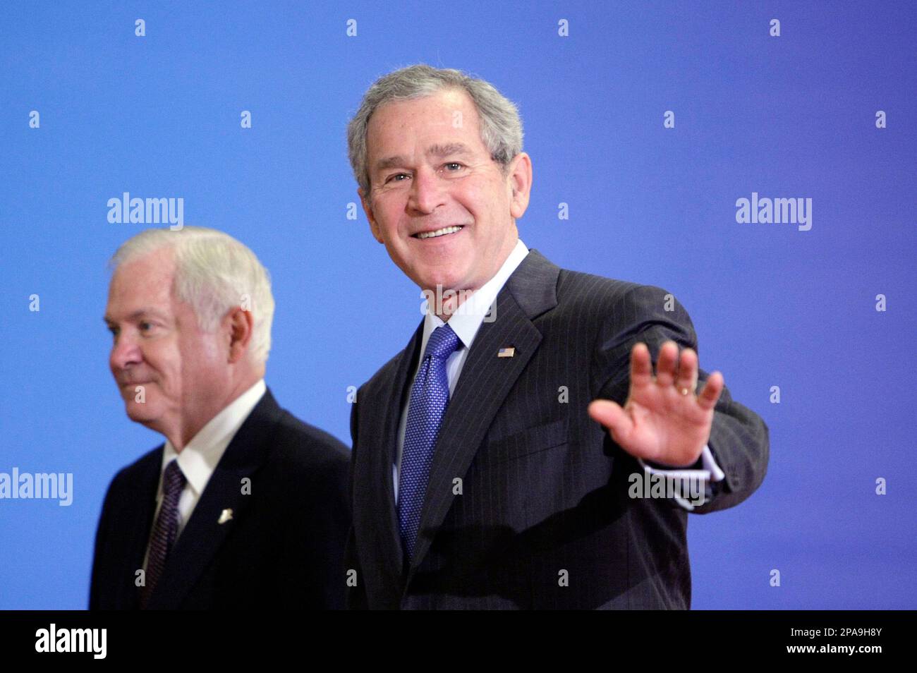 US President George W. Bush, right, and US Secretary of Defense Robert ...