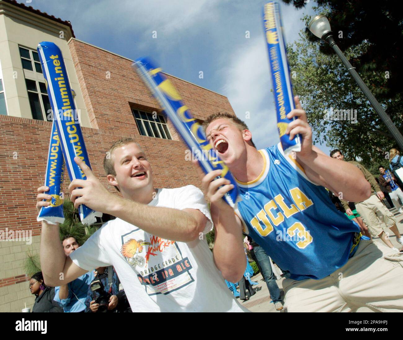 Sophomores Adam Groth, left, and Pierce Cooley show their support after ...